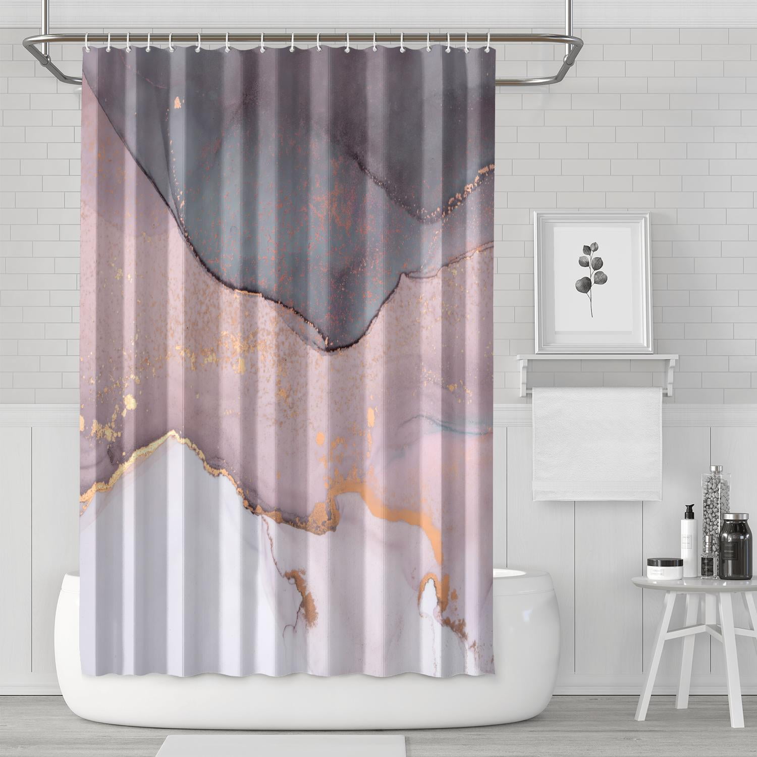 Cracked Marble Blue Elegant (3) Shower Curtains Reusable Shower Liner ...