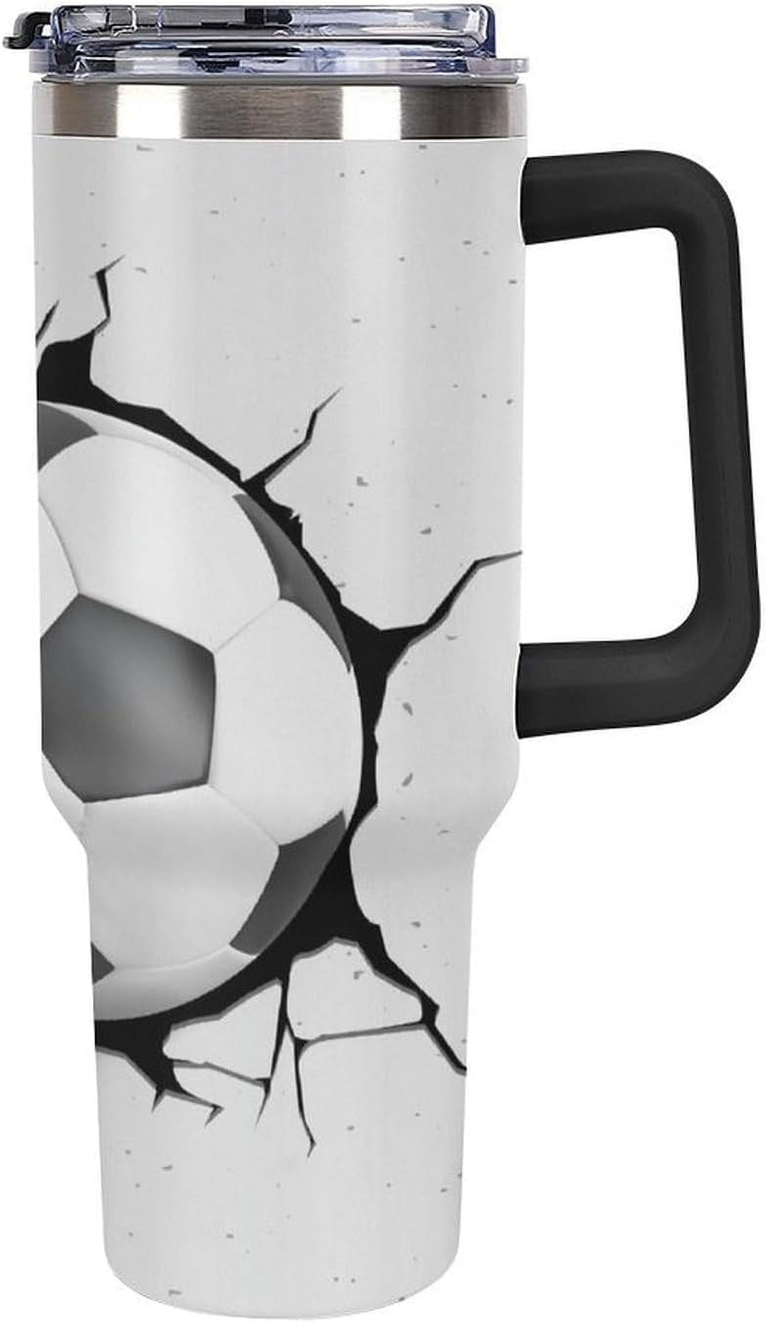 Cracked Soccer Ball Tumbler 40oz – Stainless Steel Insulated Mug with ...