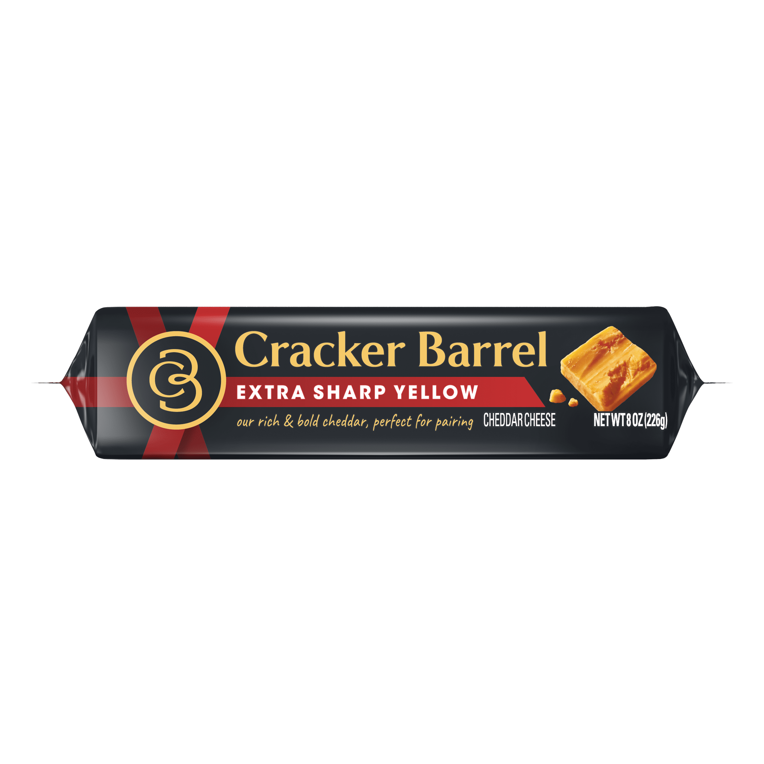 Cracker Barrel Extra Sharp Yellow Cheddar Cheese 8 oz Chunk - Walmart.com