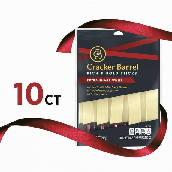 Cracker Barrel Rich & Bold Extra Sharp White Cheddar Cheese Snacks, 10 ...