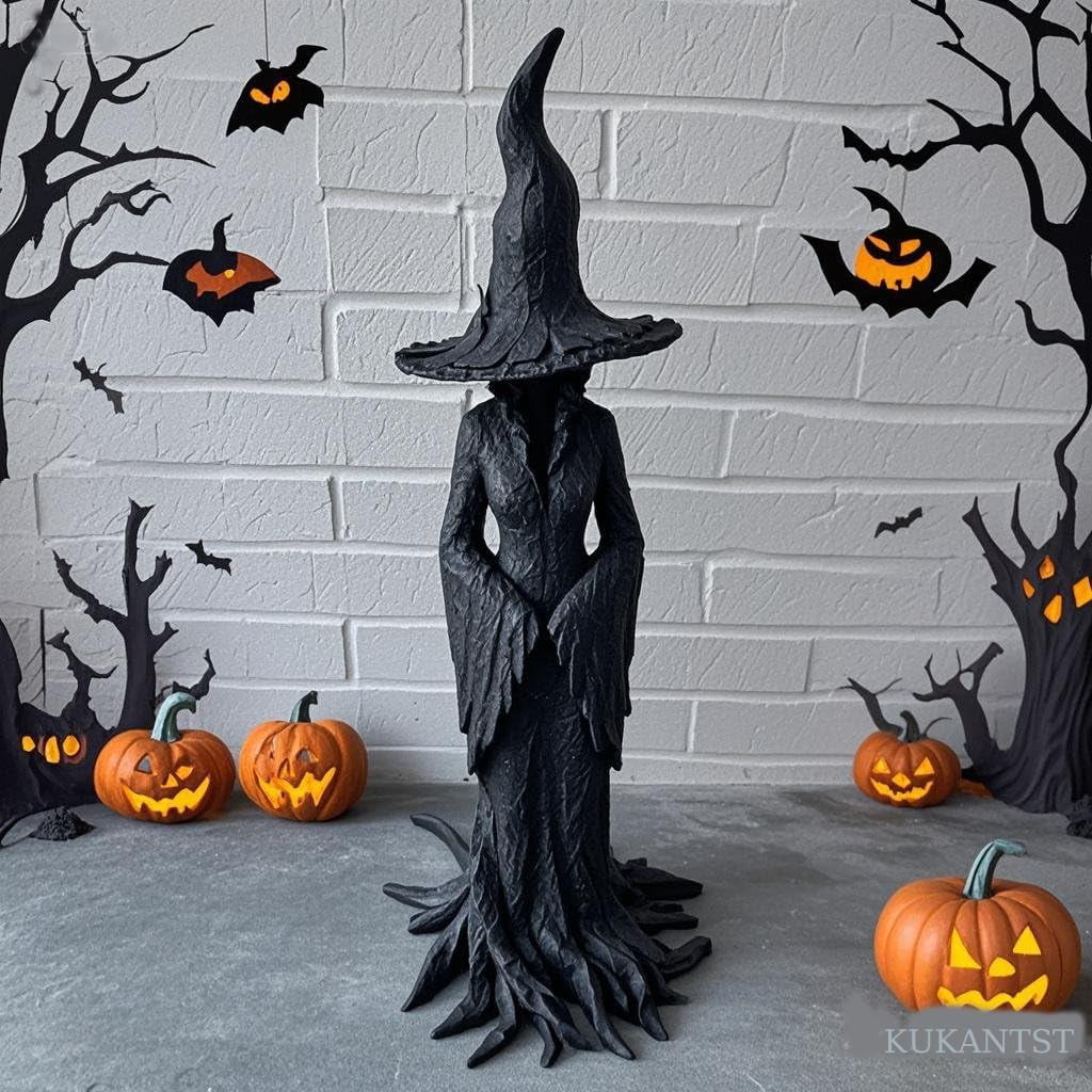 Cracker Barrel Witch Statue – 7.87'' Halloween Witch Statue, Gothic ...