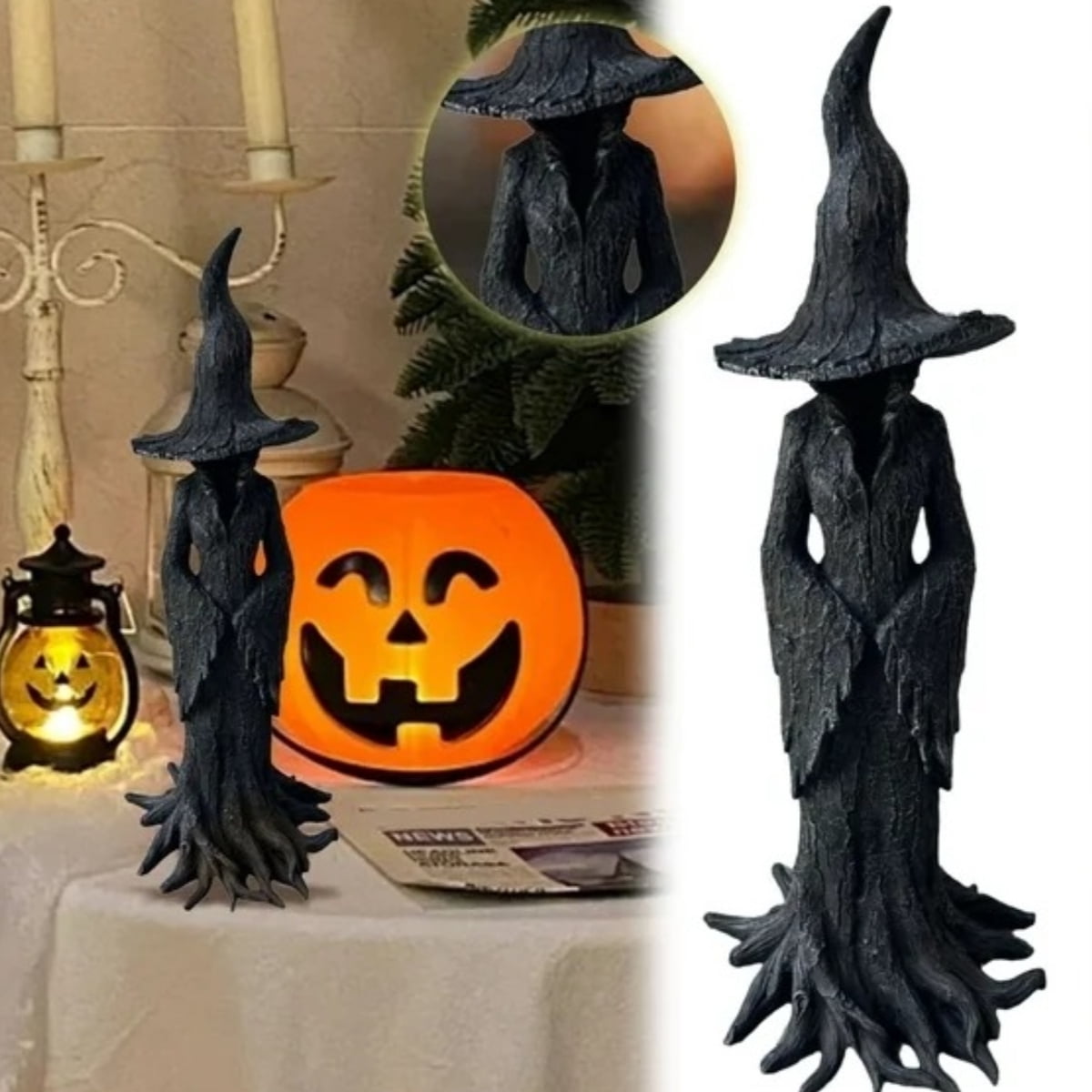 Cracker Barrel Witch Statue Halloween Decoration – 11.8" Resin Witch ...