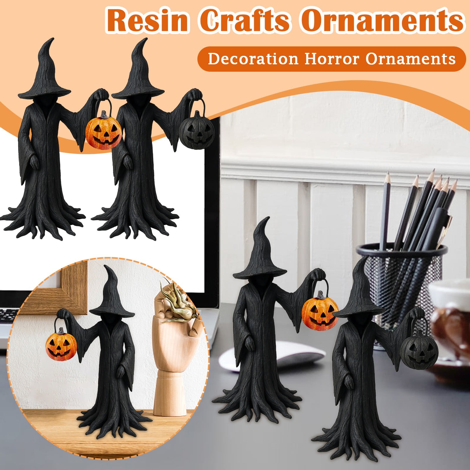 Cracker Barrel Witch Statue with Pumpkin, Halloween DecorationsThe Hand ...