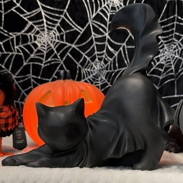 Gothic Decor Ghost Cat Statue 2025 Cracker Barrel HALLOWEEN Black Cat ...