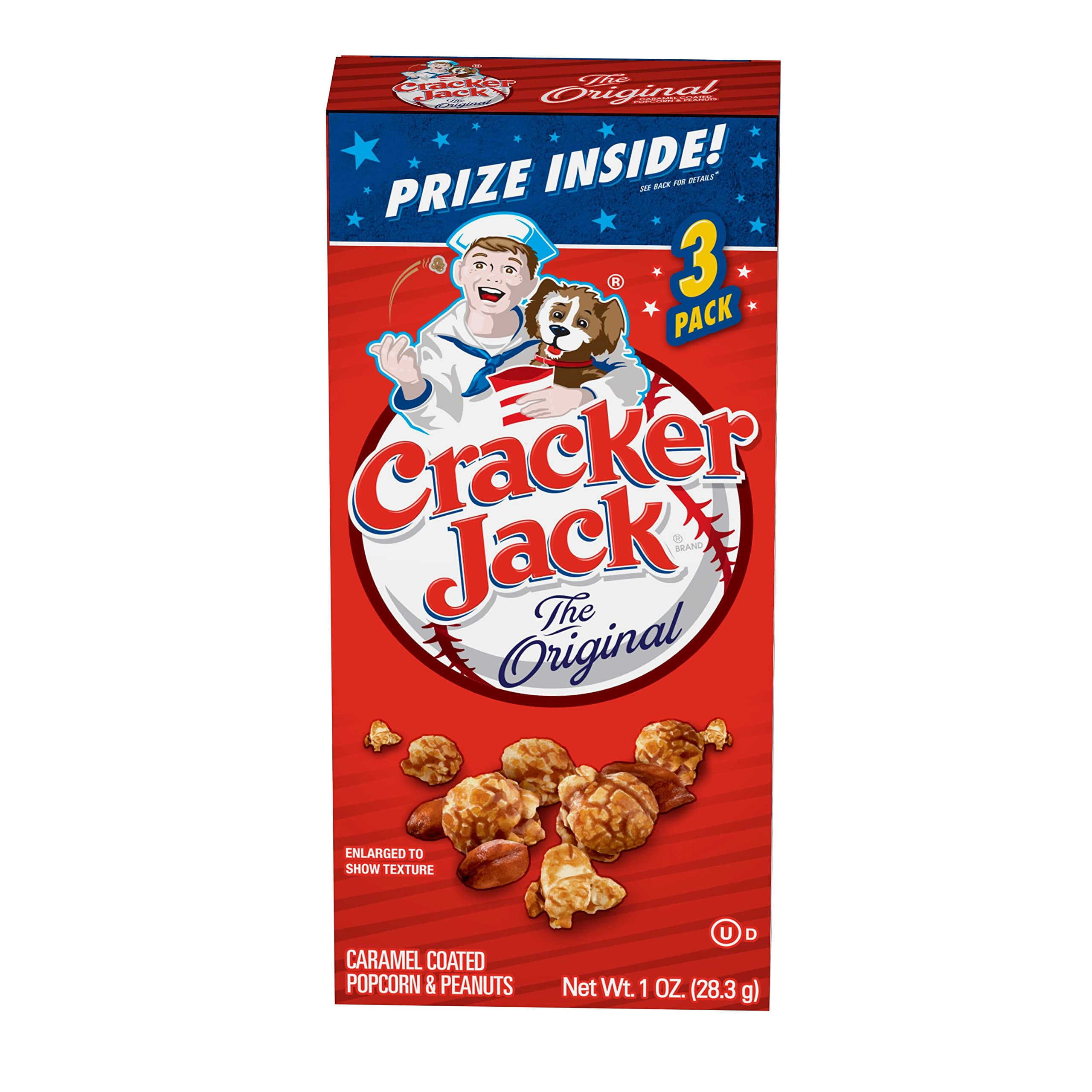 Cracker Jack Popcorn & ESF27 Peanuts, Caramel Coated,1 Ounce (Pack of 3 ...