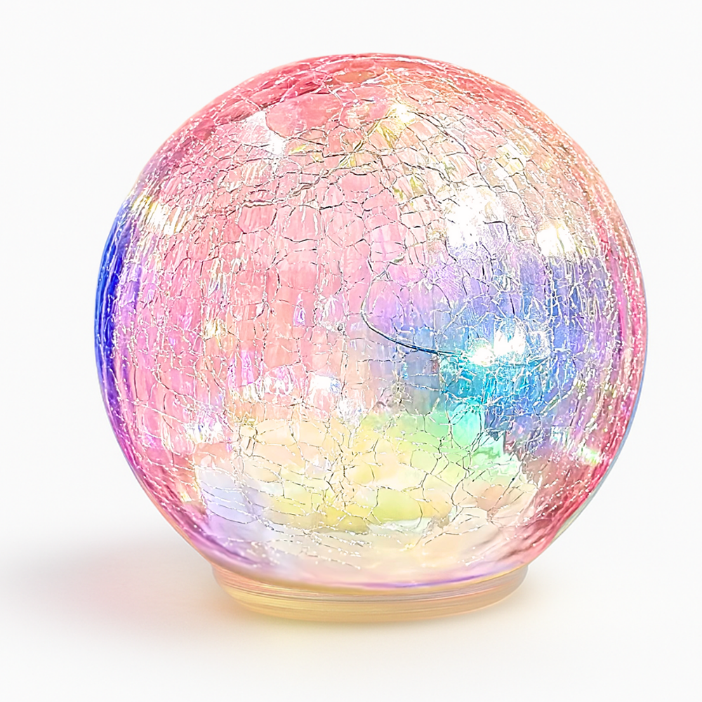 Crackle Globe LED Lamp - Gold Mercury Glass Ball Light, Battery ...
