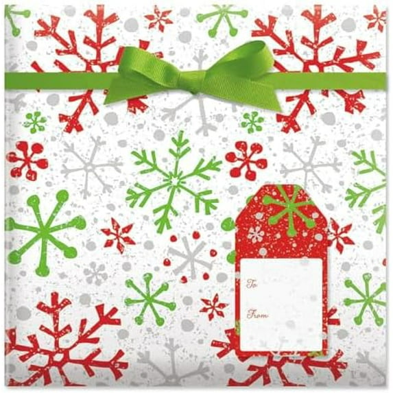 Crackle Snow Red Christmas Rolled Wrapping Paper - Premium Jumbo 23 ...