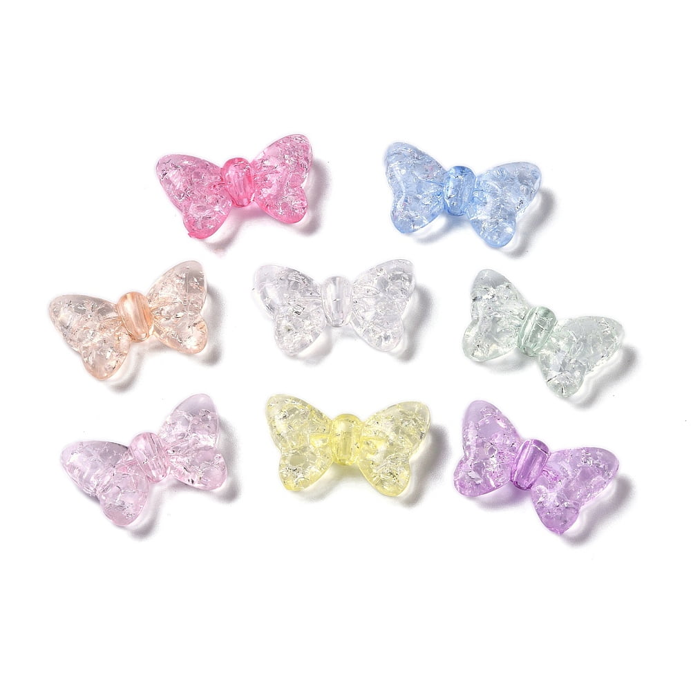 Crackle Transparent Acrylic Beads Mixed color Bowknot 14.5x22x6mm Hole ...