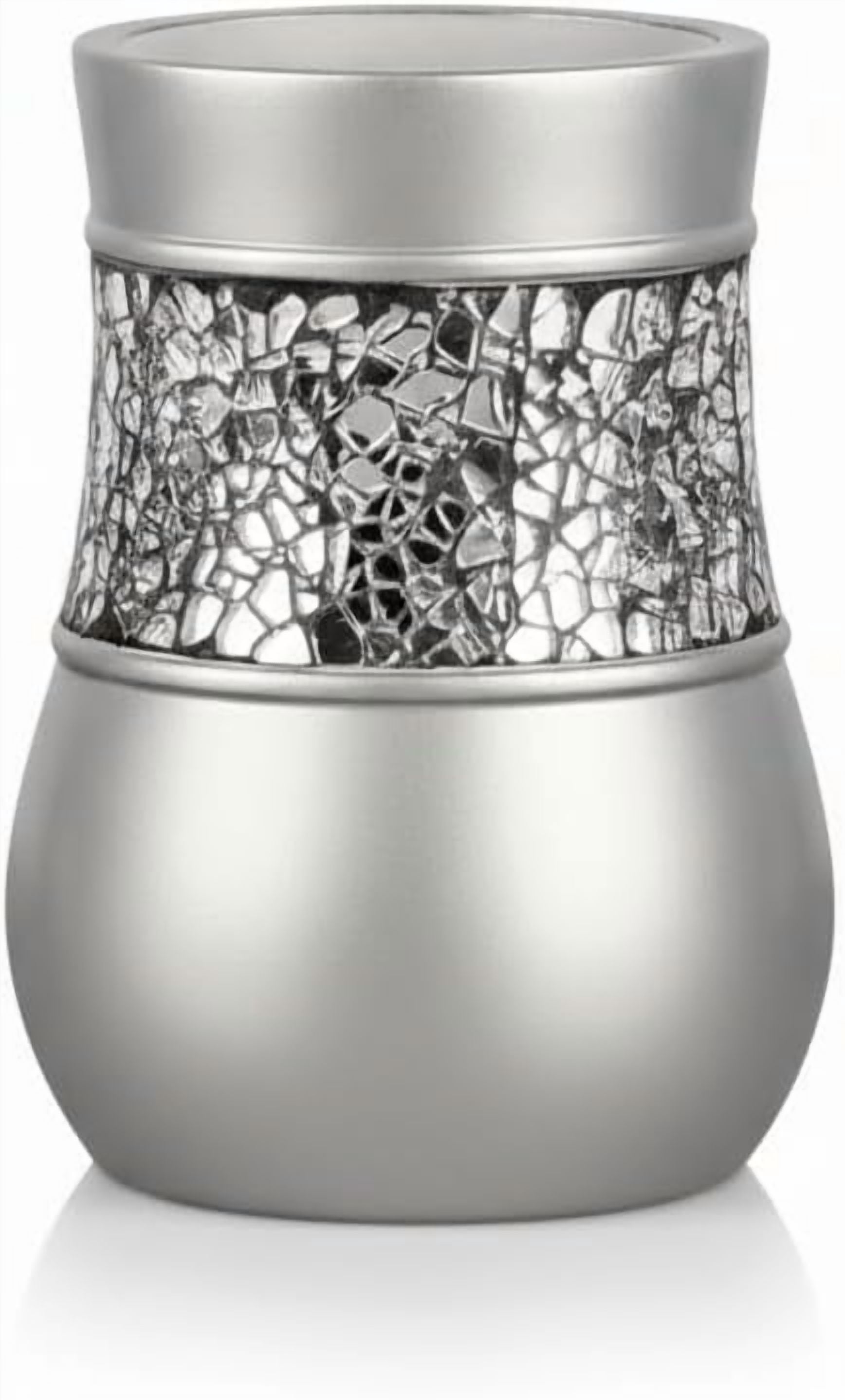 Crackled Glass Bathroom Tumbler Cup - Decorative Silver Crackled Glass ...