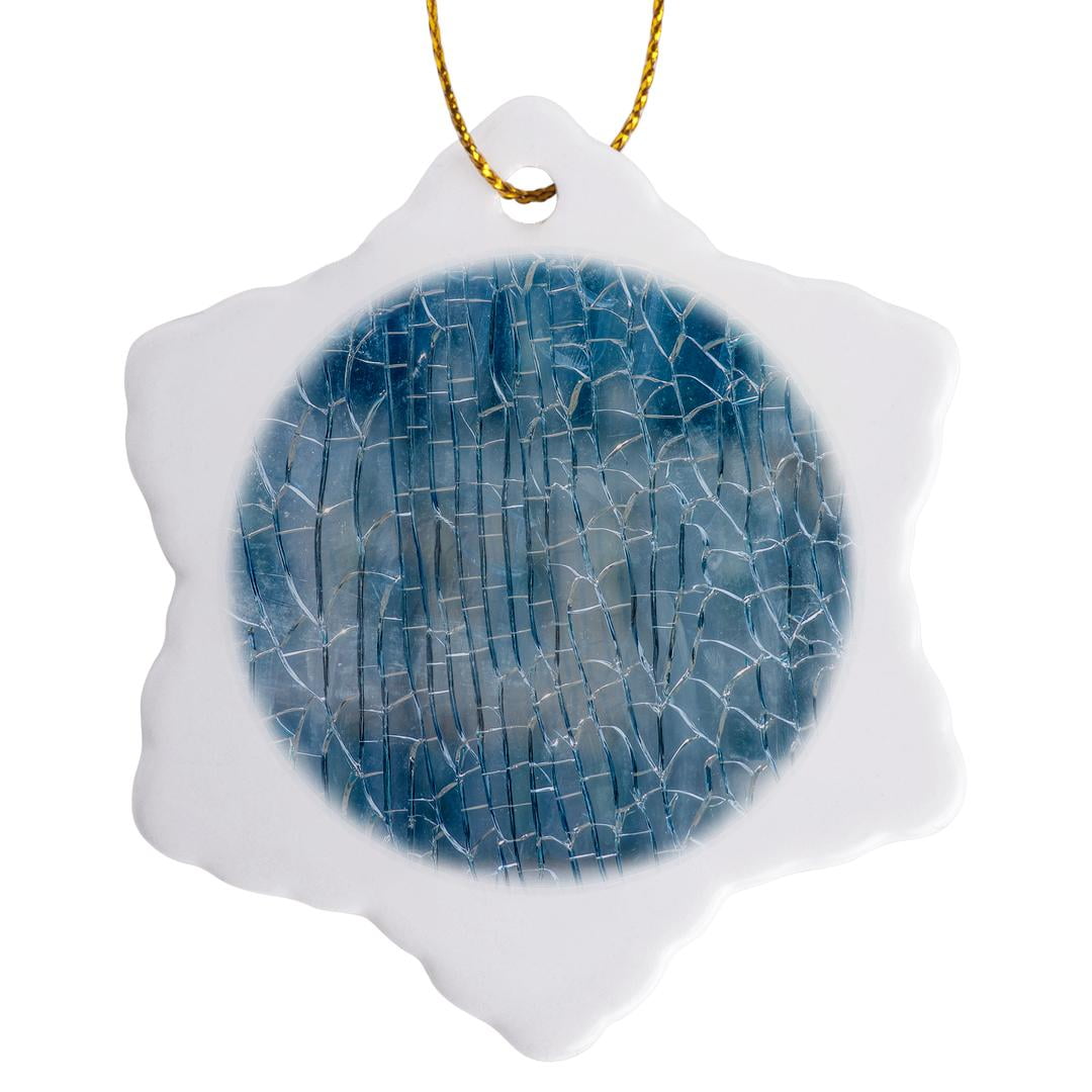 3drose, Crackled Glass Texture. Blue Color, 3 inch Snowflake Porcelain ...
