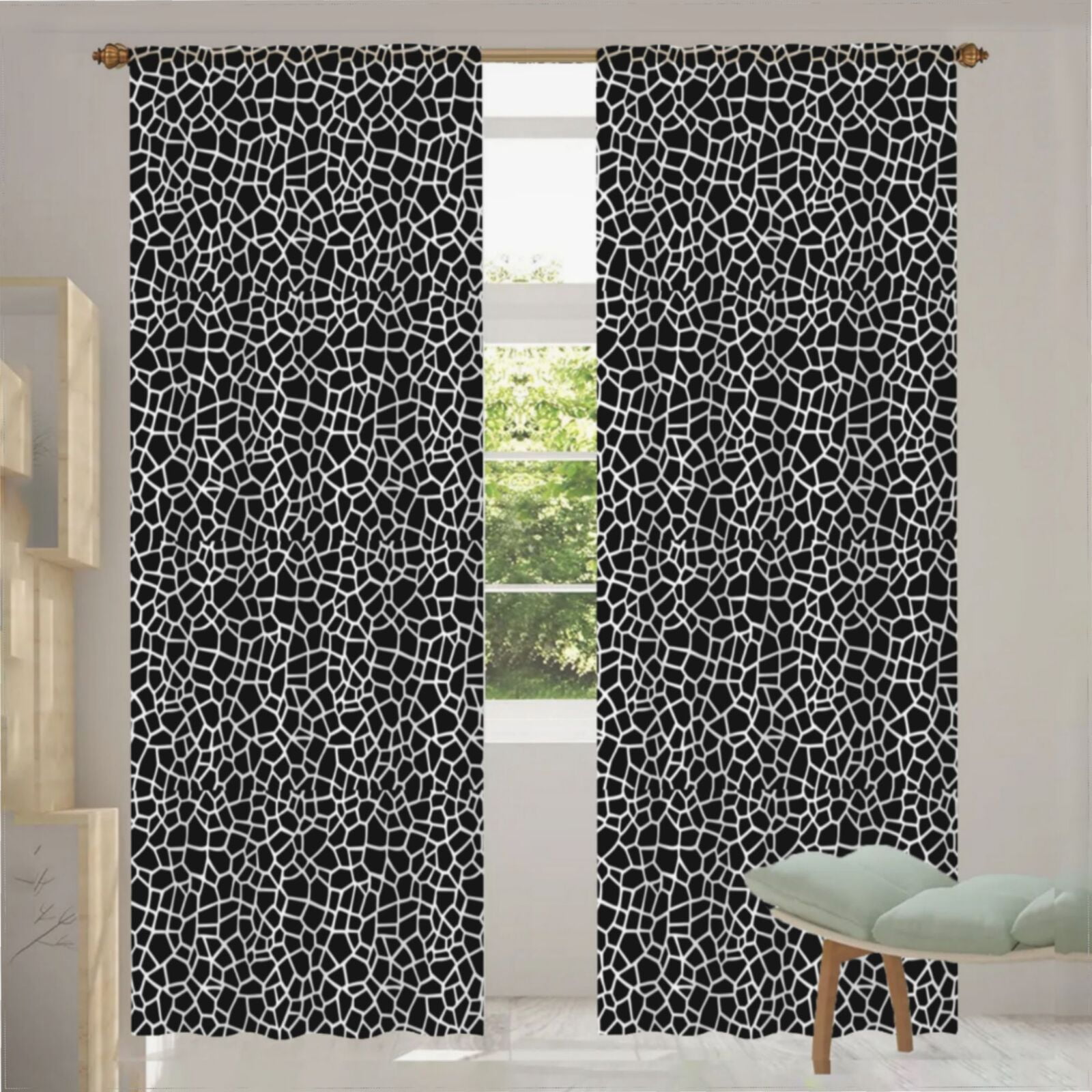 Cracks Texture White Black Tulle Sheer Window Curtains For Living Room ...