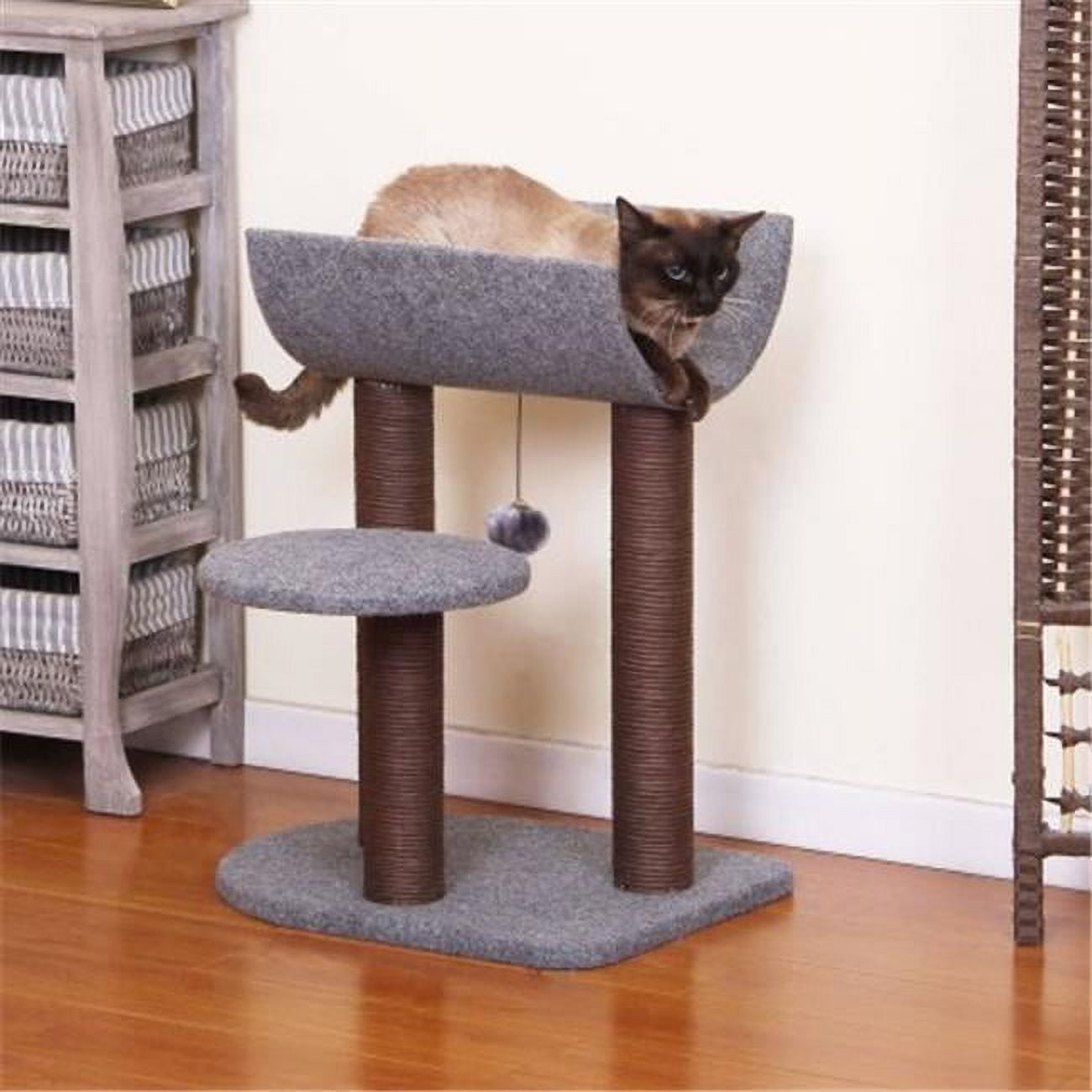 Cradle Chocolate & Grey Color Cat Tree with Curved Napping Perch ...