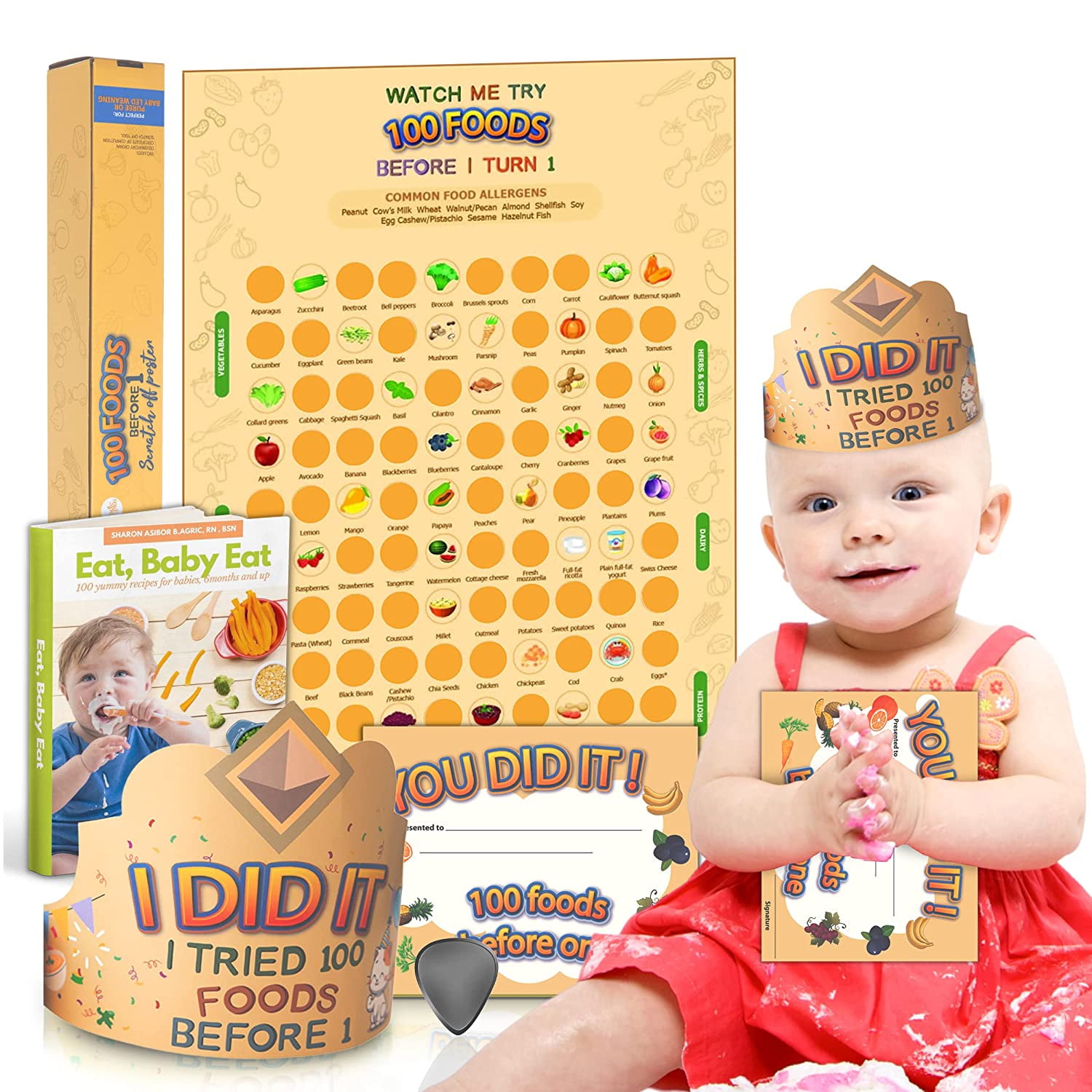 Cradle Plus 100 Foods Before 1 Scratch Off Poster - Yellow - Walmart.com