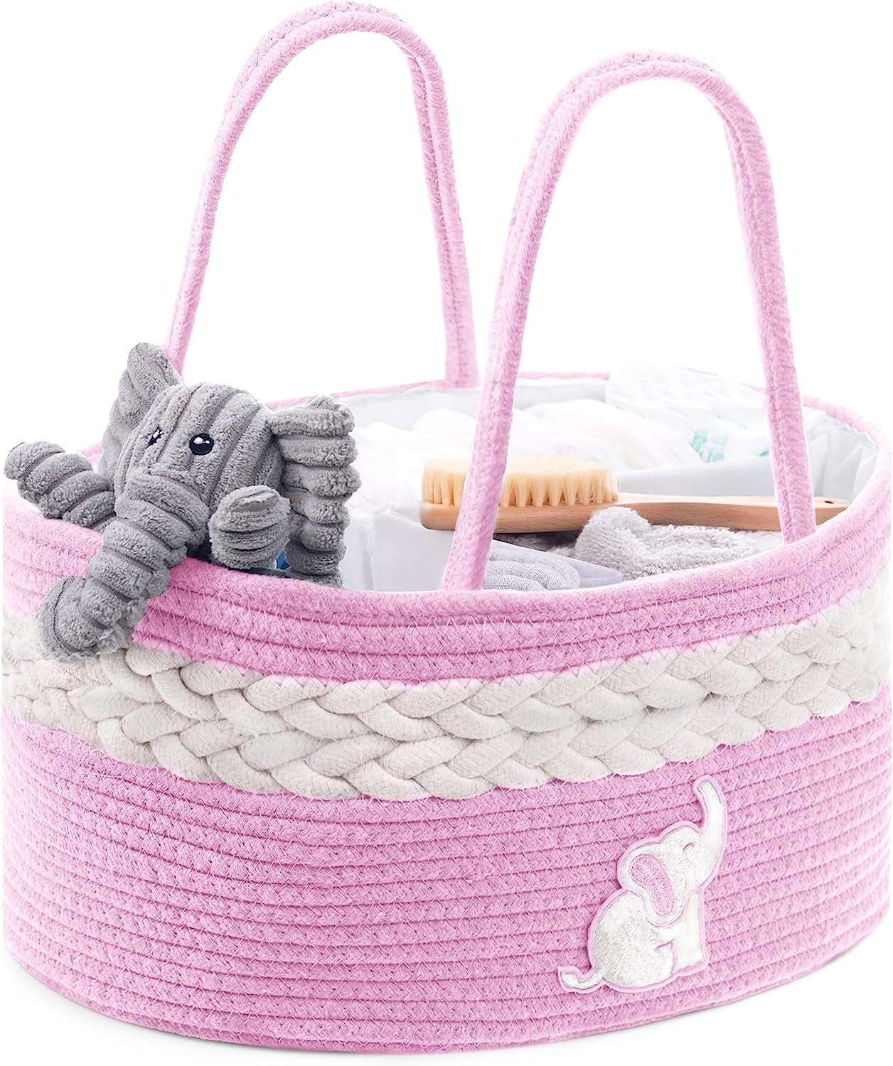 Cradle Star Diaper Caddy Organizer Made from 100% Cotton Rope - Basket ...