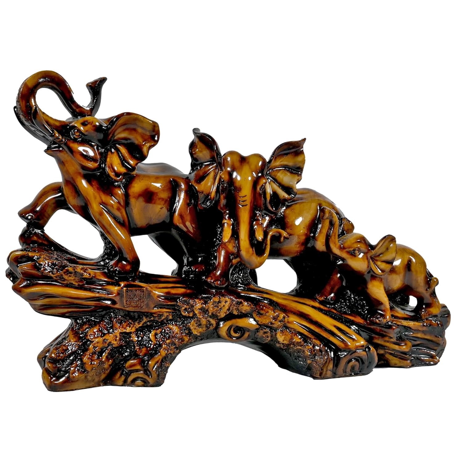 CrafTales Elephant Showpiece 177 Inch Long Glossy Wooden Color for ...