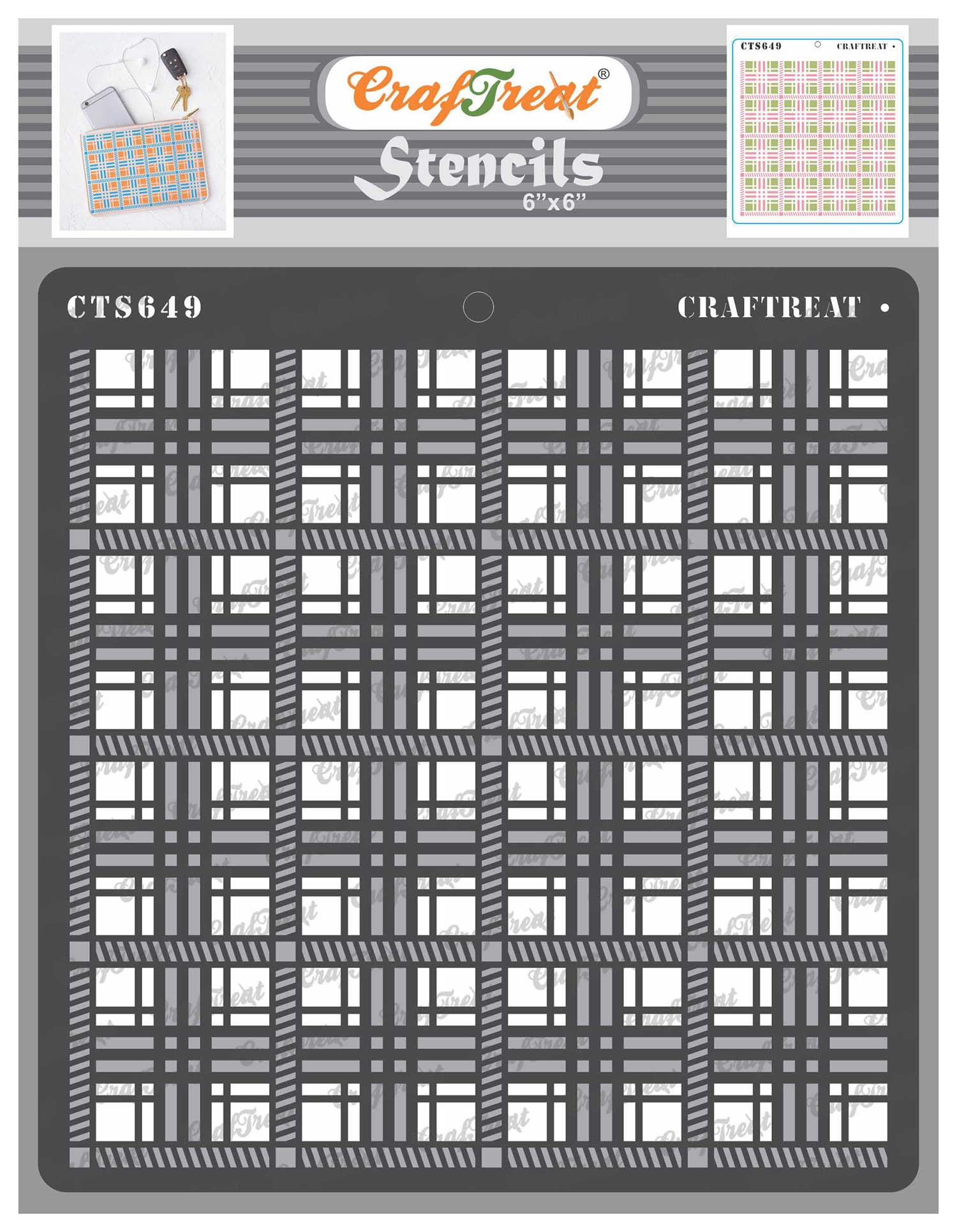 CrafTreat 2 Step Plaid III Stencil for Painting - 2 Pcs - 6"x6" Each ...