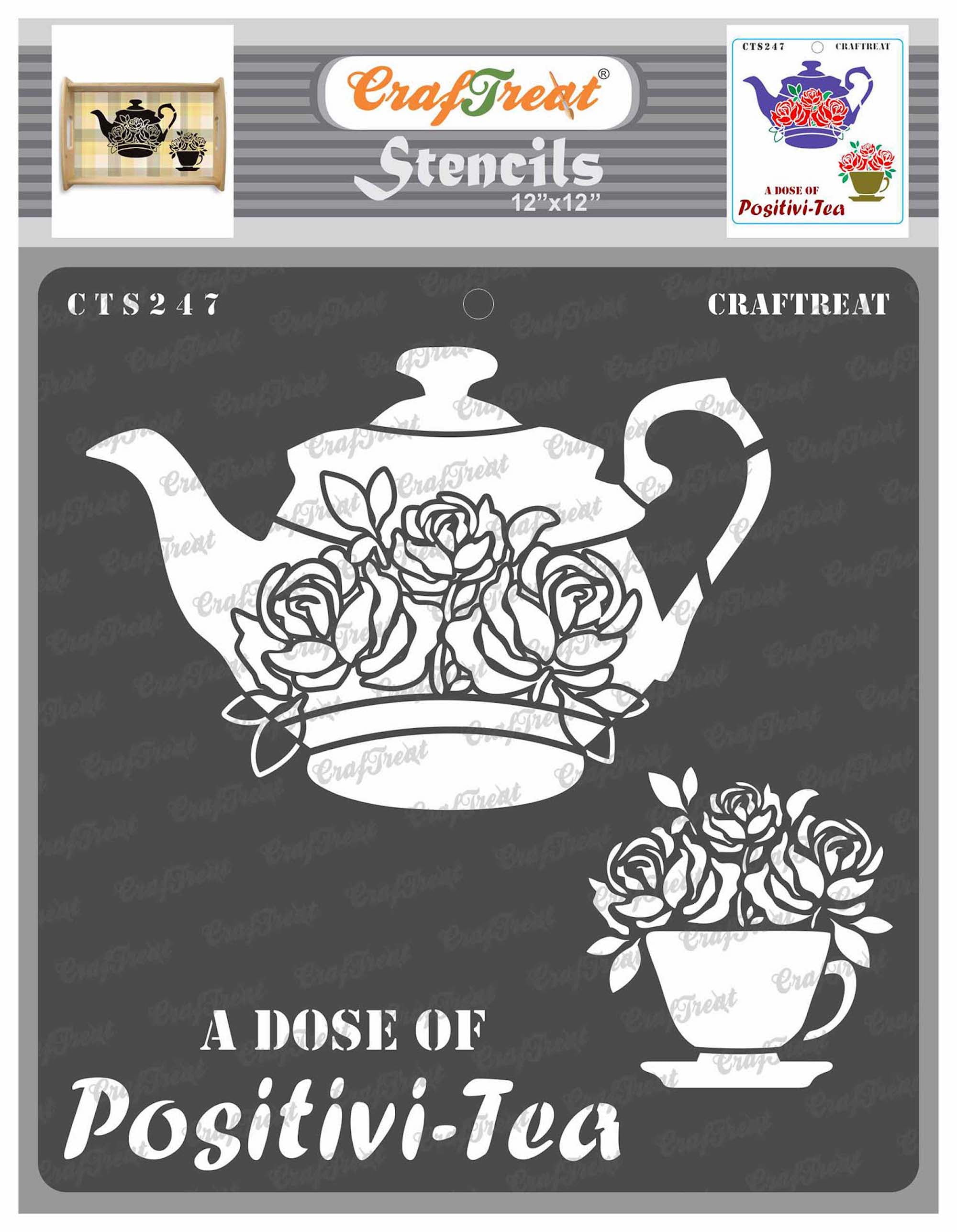 CrafTreat A Dose of Positivi Tea Stencil for Painting - 12"x12 ...