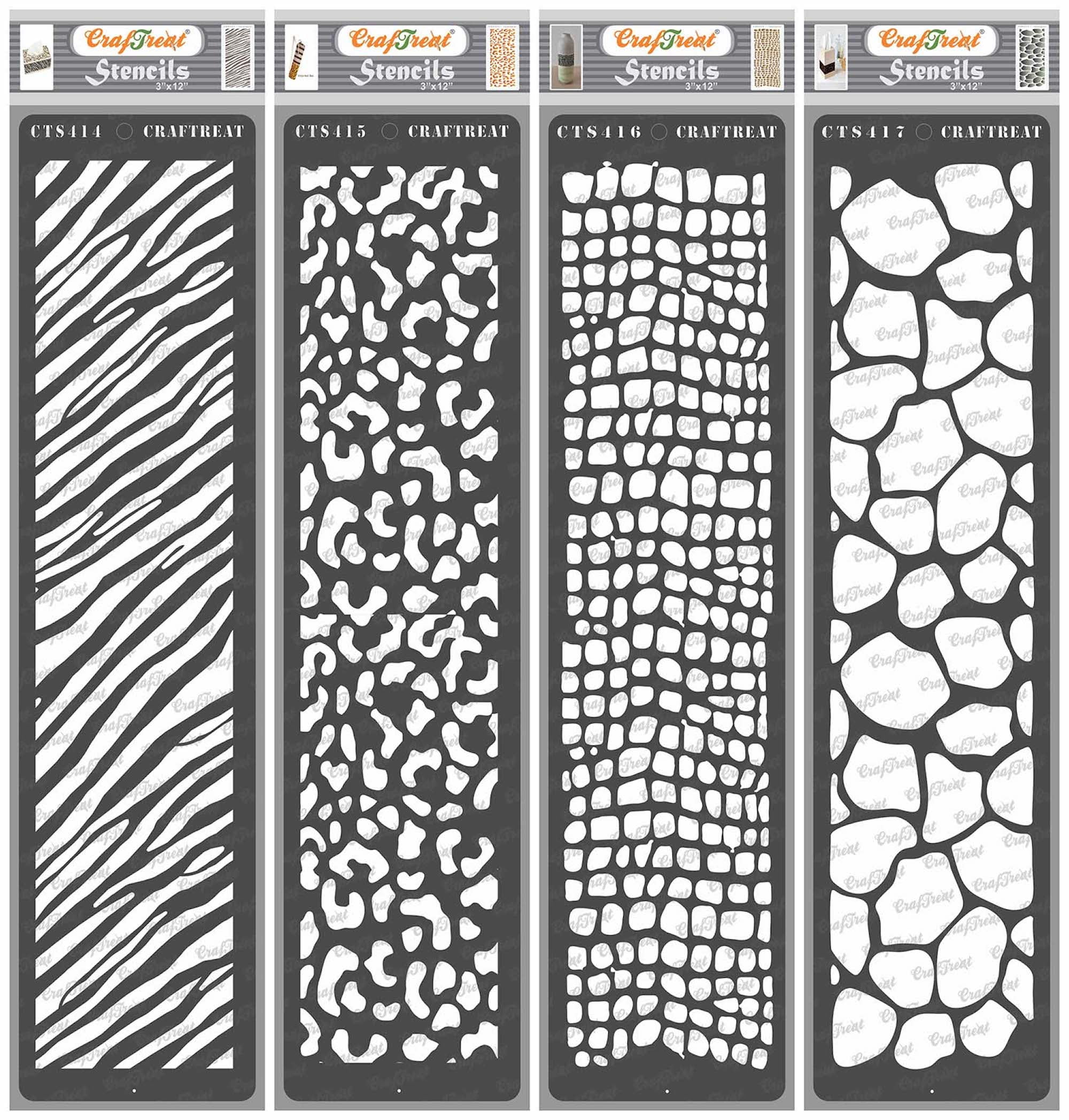 CrafTreat Animal Stencils for Painting | Zebra, Cheetah, Snake and ...