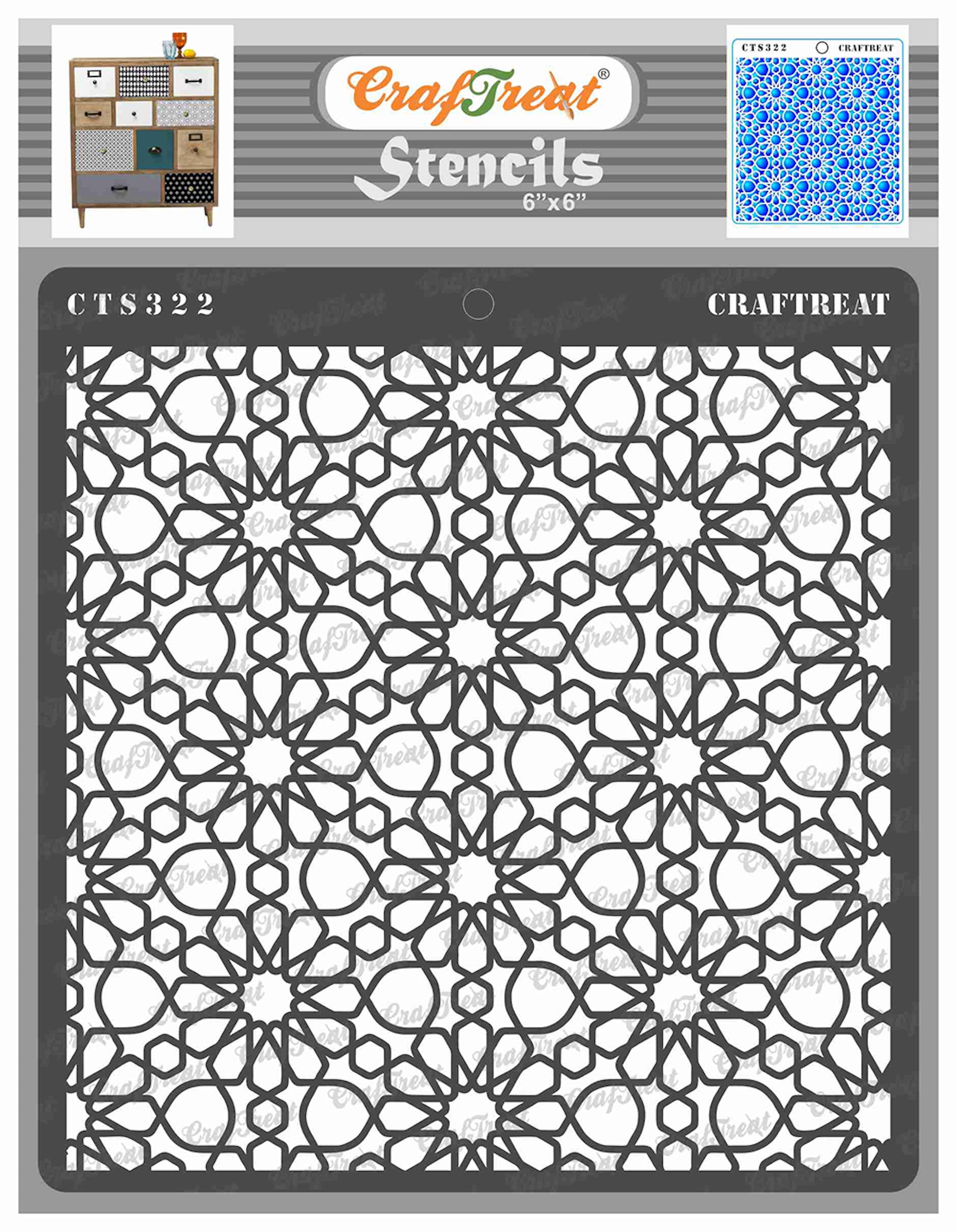 CrafTreat Arabic Pattern Stencil for Painting and Crafting - 6"x6 ...