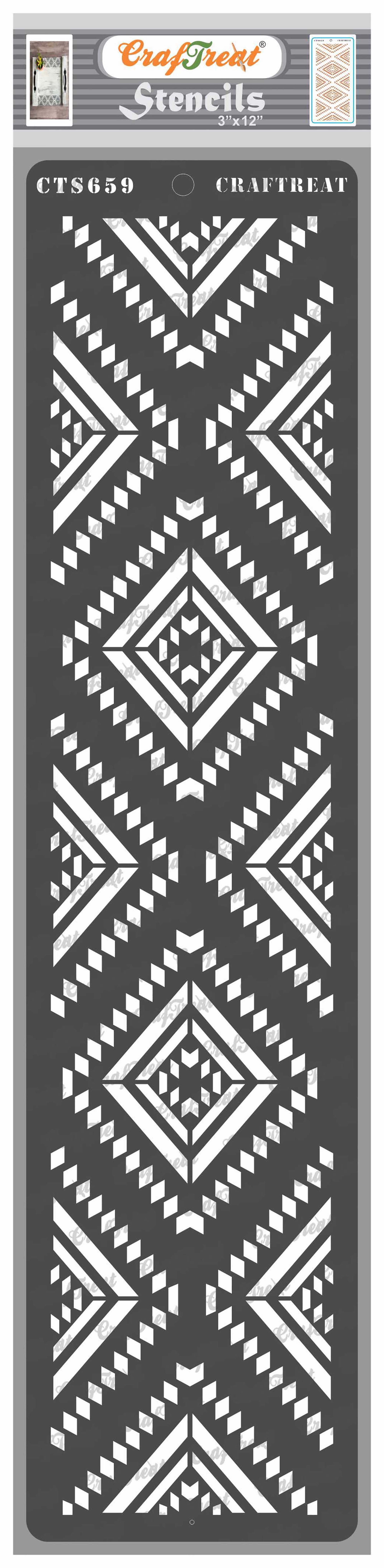 CrafTreat Aztec Border II Stencil for Painting and Crafting - 3"x12 ...