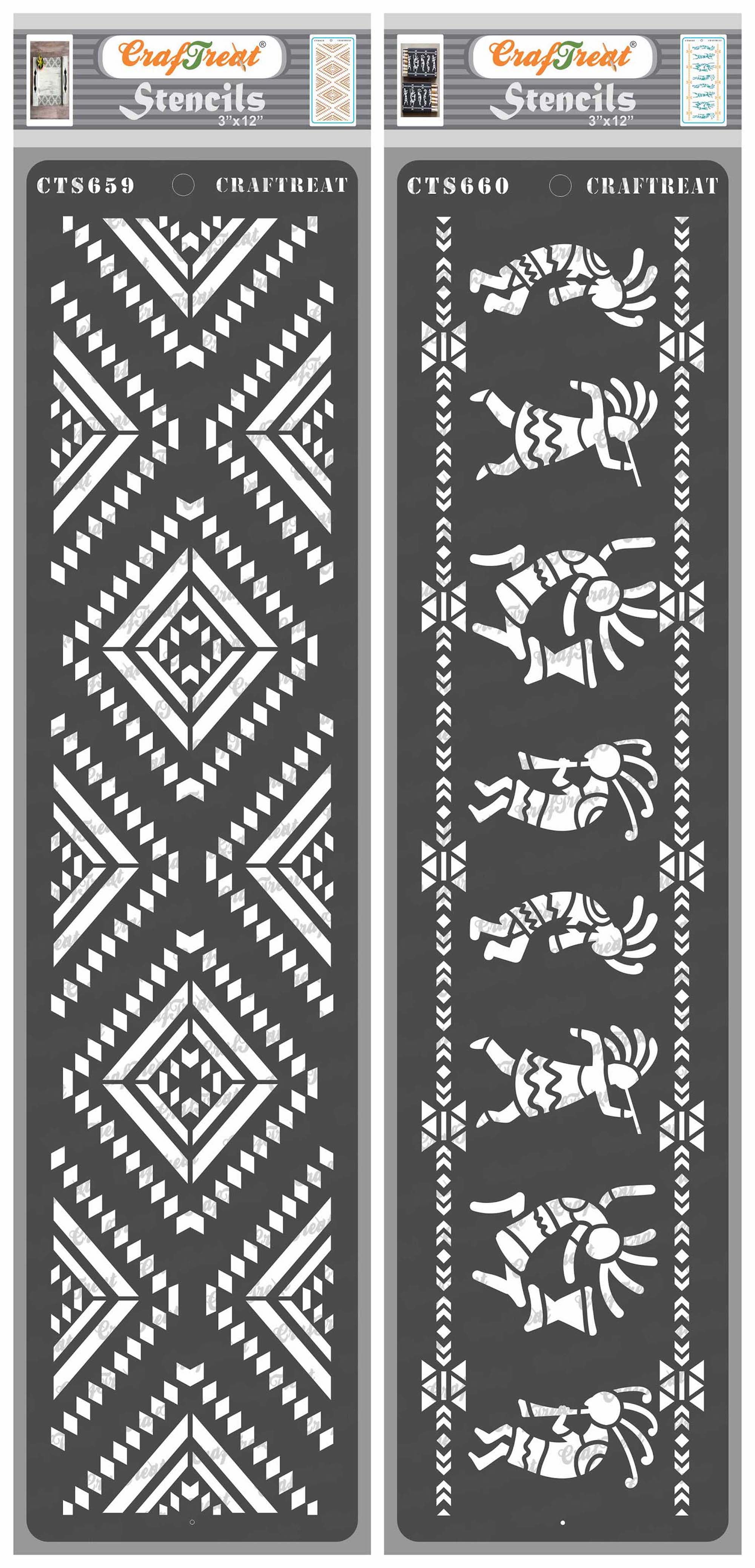 CrafTreat Aztec Border II and Kokopelli Border Stencil for Painting and ...