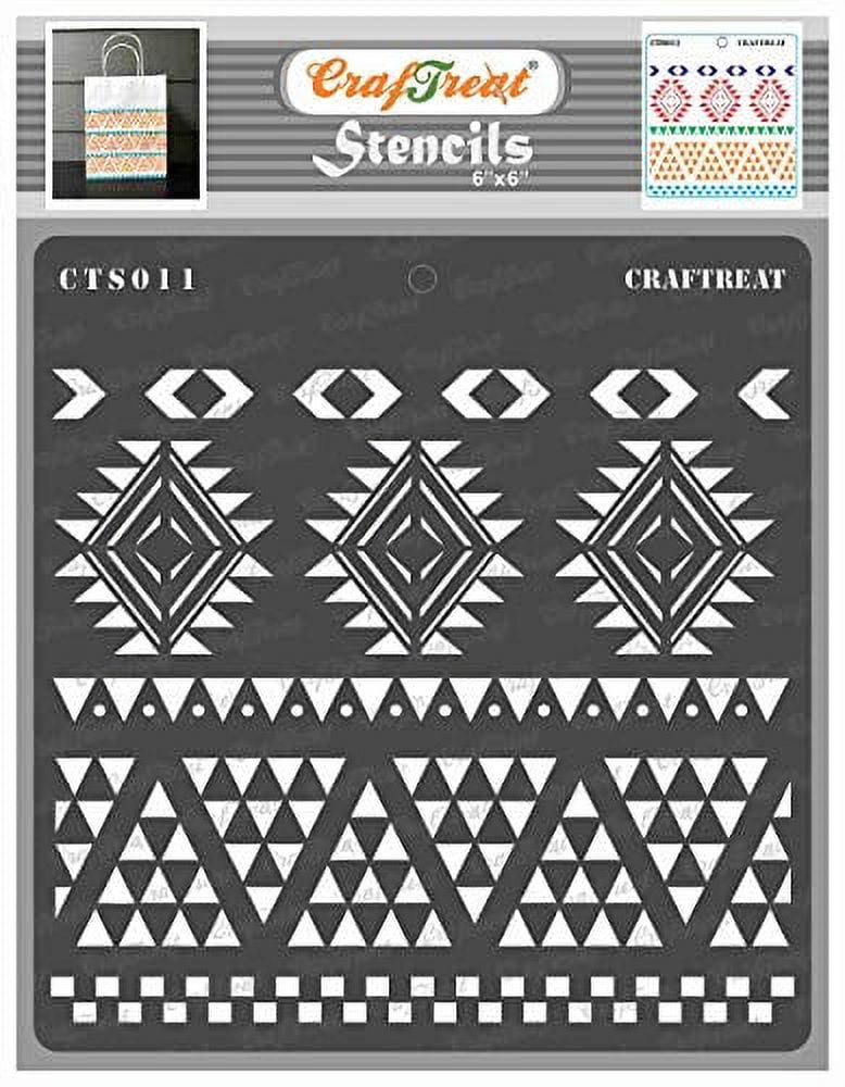 CrafTreat Aztec Borders Boho Stencil for Painting and Crafting - 6"x6 ...