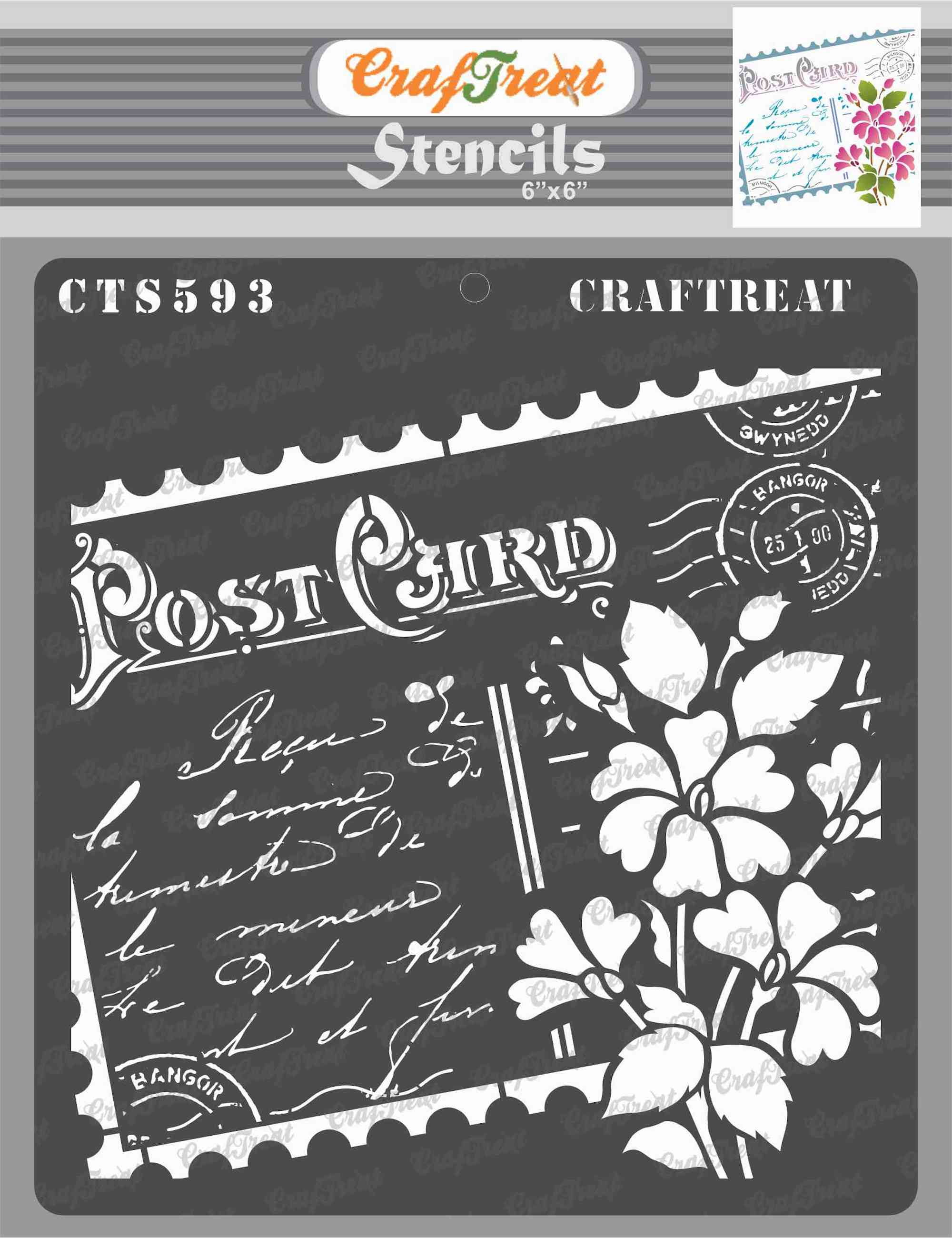 CrafTreat Carte Postale Stencil for Painting and Crafting - 6"x6 ...