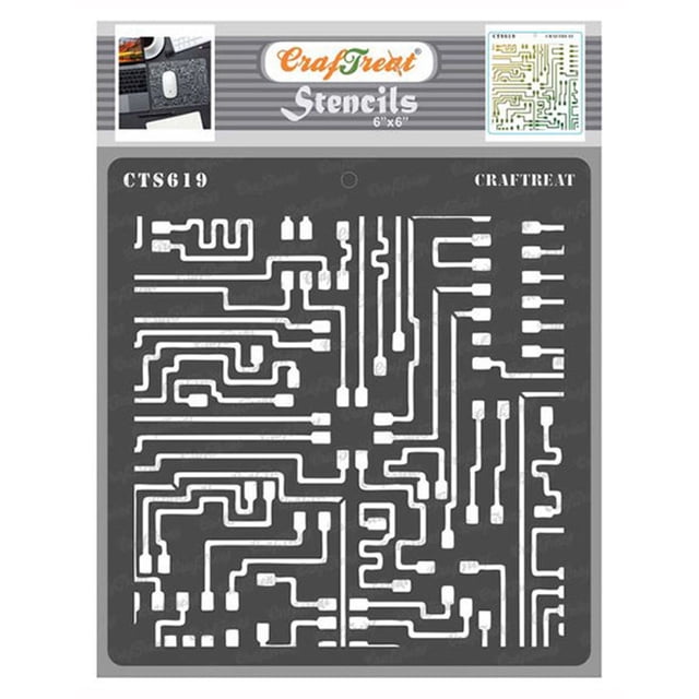 CrafTreat Circuit board Stencil for Painting and Crafting - 6"x6 ...