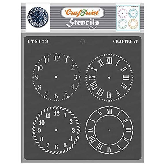 CrafTreat Clock Dials Stencil for Painting and Crafting - 6"x6 ...