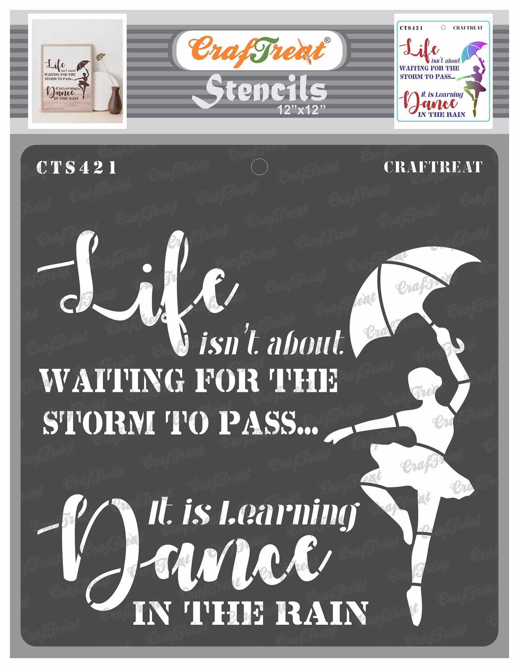 CrafTreat Dance In Rain Stencil for Painting and Crafting - 12"x12 ...
