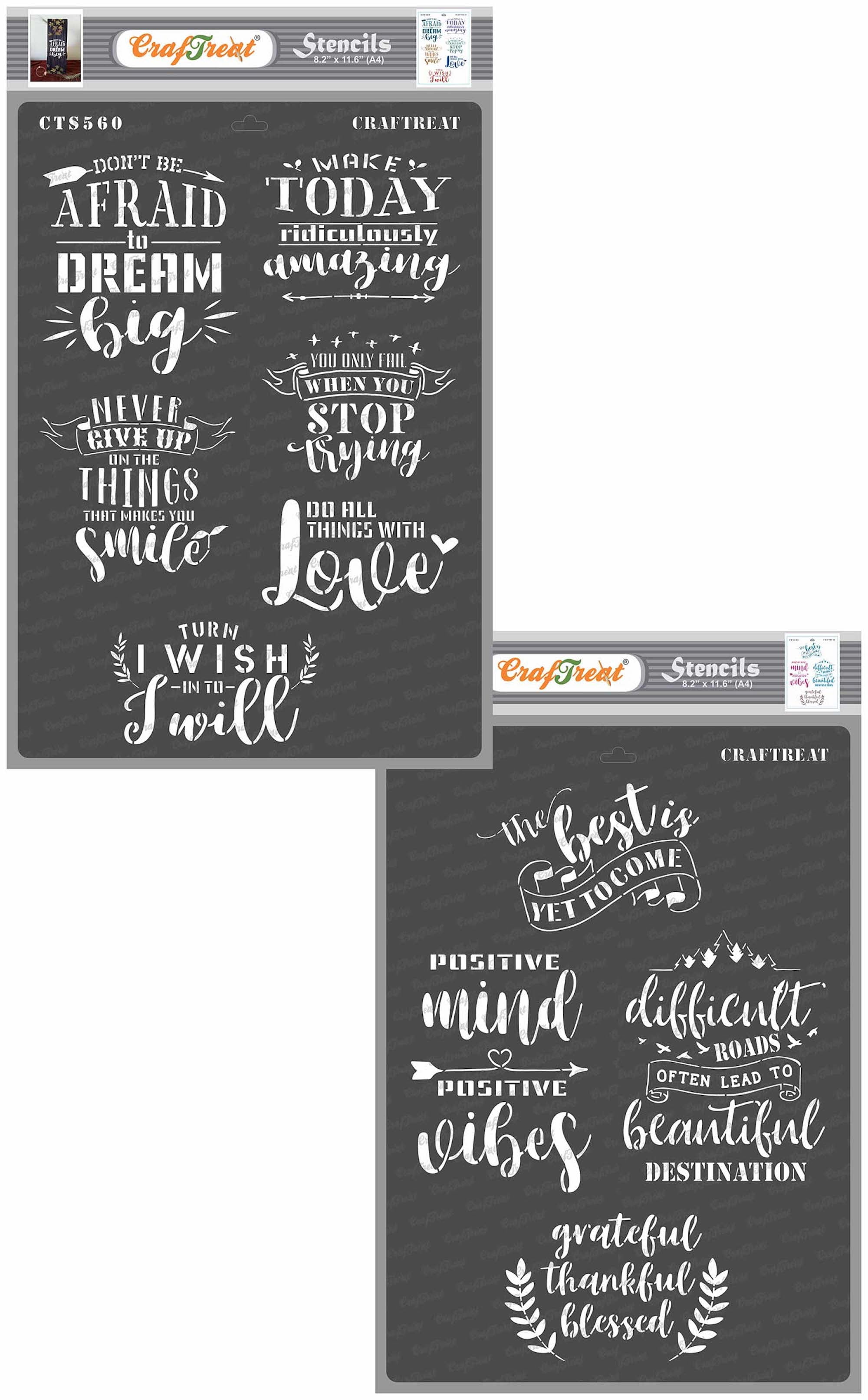 CrafTreat Determination and Positive Vibes Reusable Stencil for ...