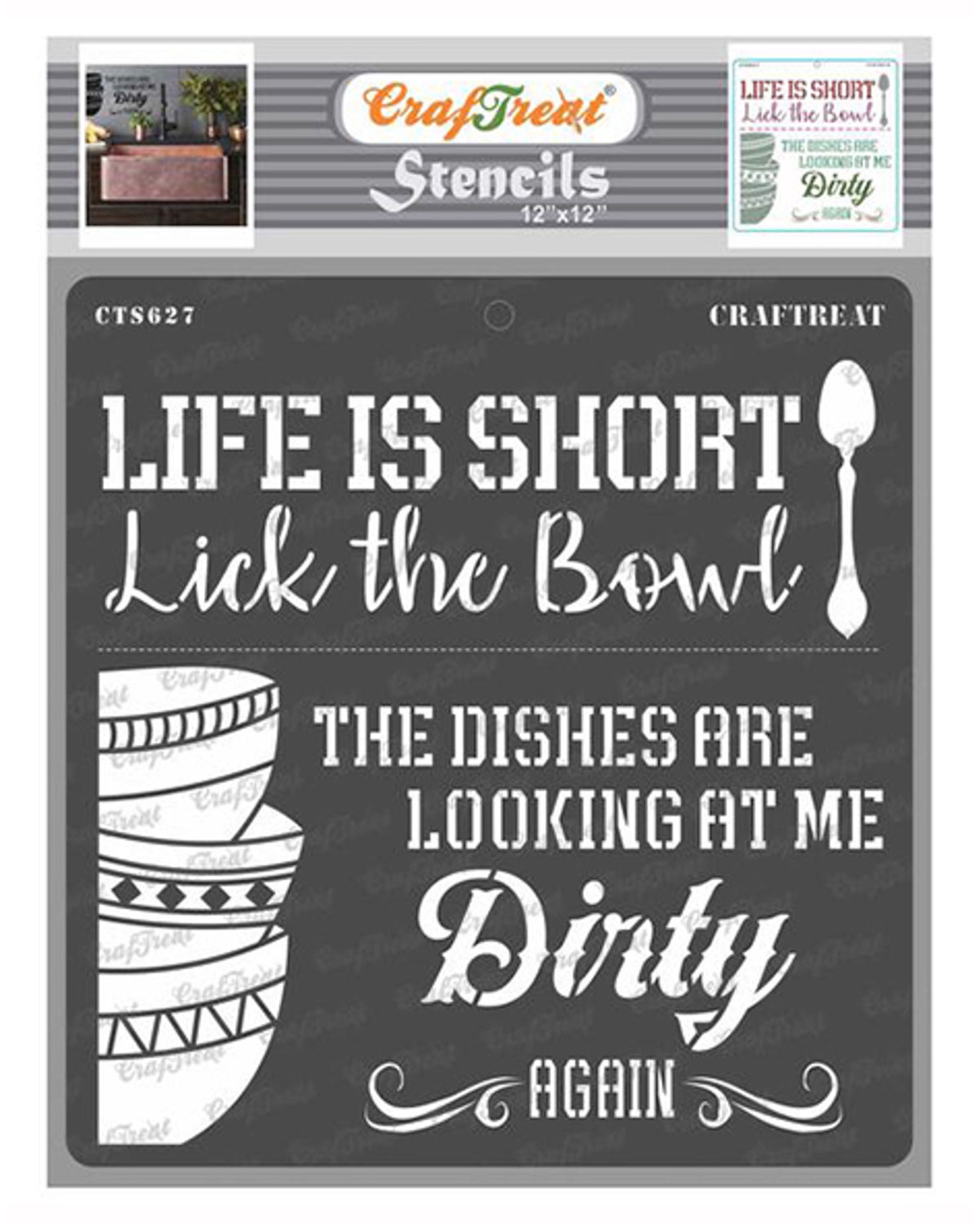 CrafTreat Dirty Dishes Stencil for Painting and Crafting - 12"x12 ...