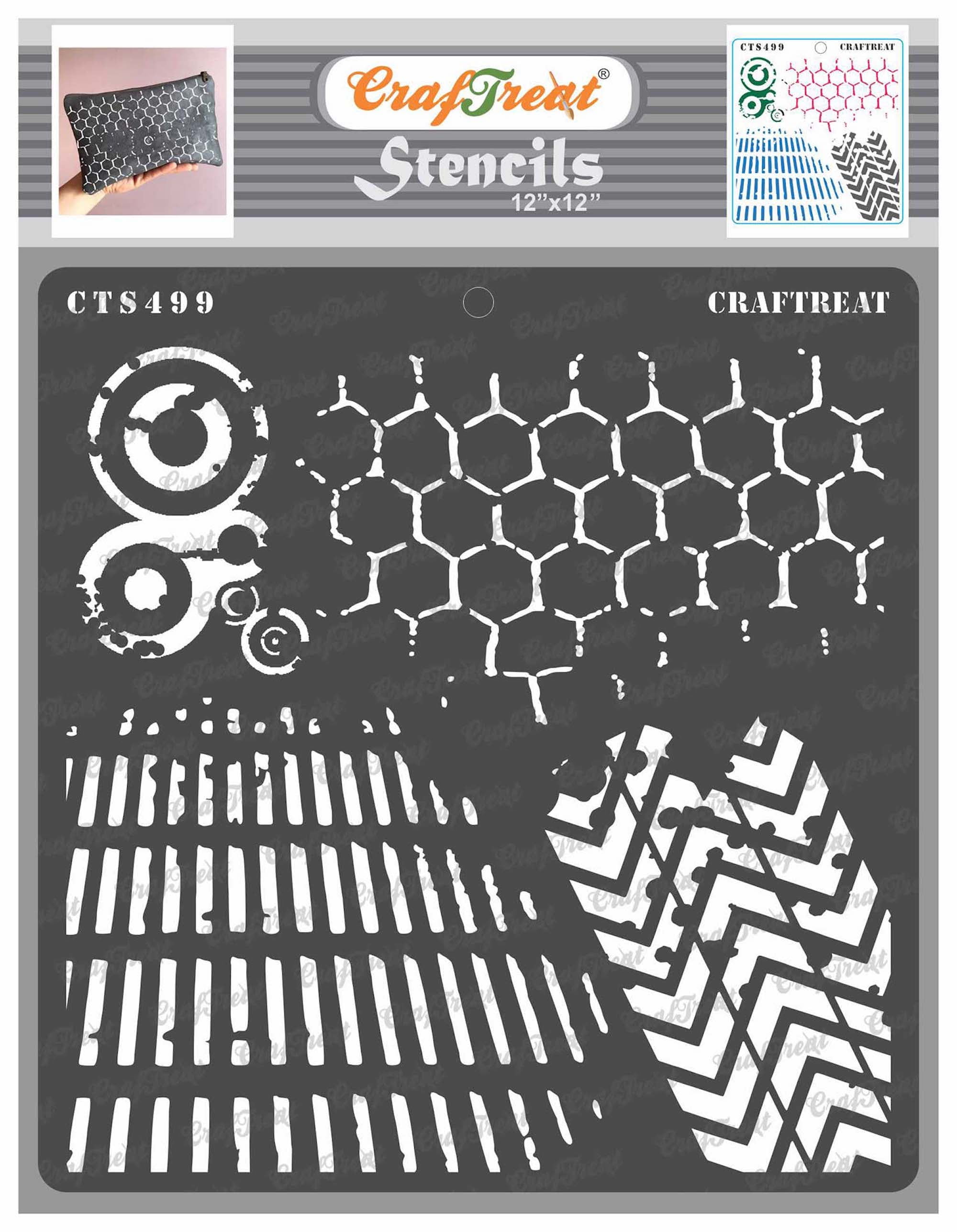 CrafTreat Distressed Patterns2 Stencil for Painting and Crafting - 12 ...