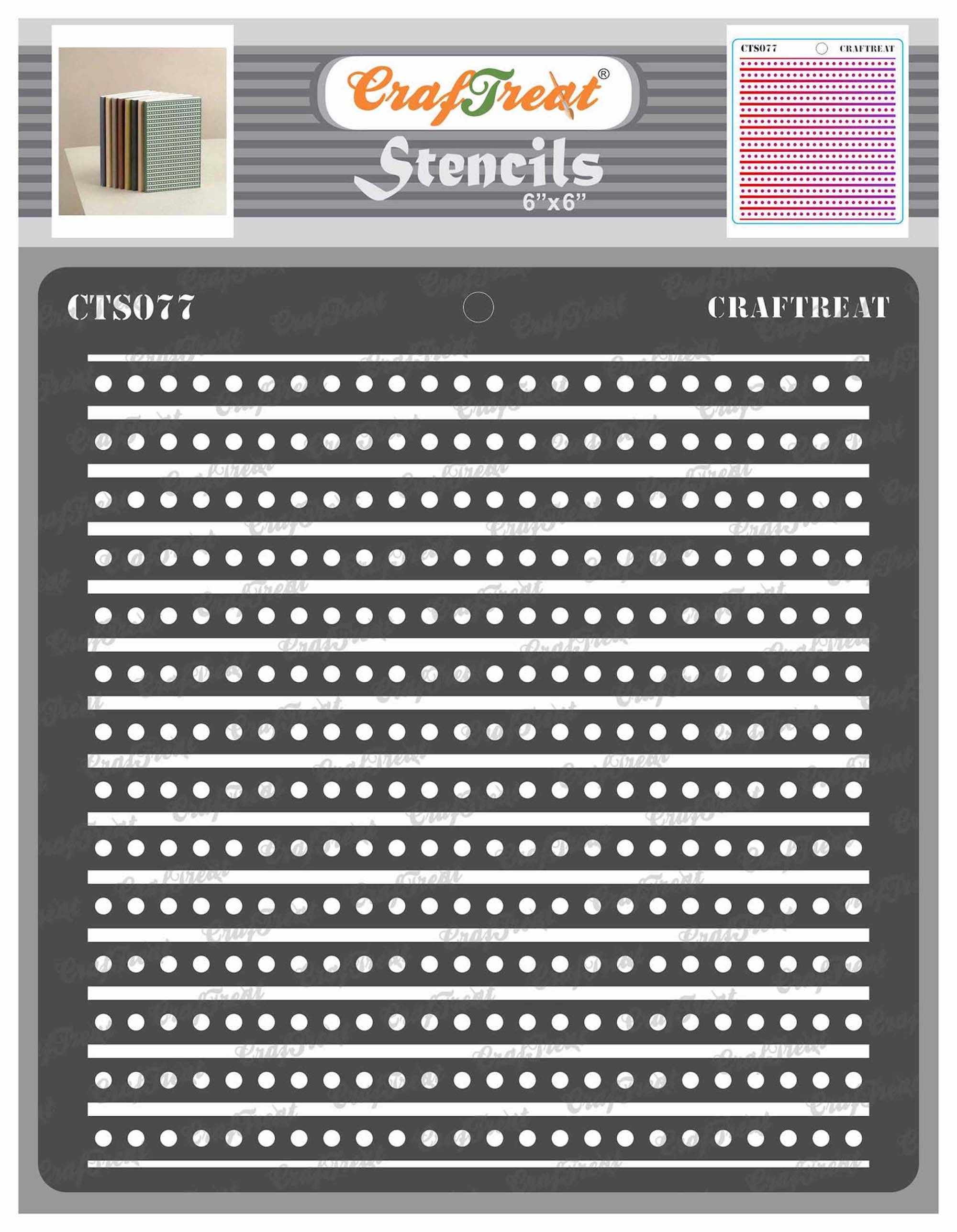 CrafTreat Dots Stripes Stencil for Painting and Crafting - 6"x6 ...