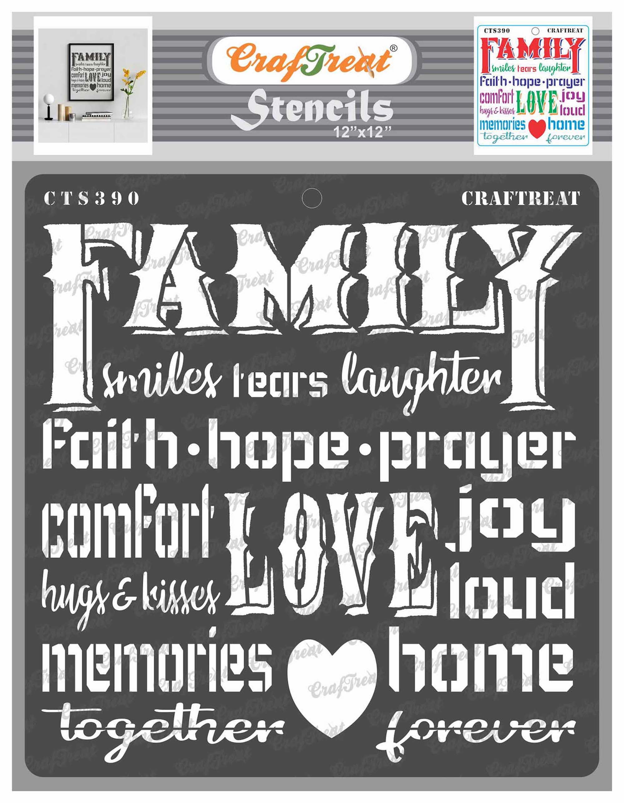 CrafTreat Family Stencil for Painting and Crafting - 12"x12" - Walmart.com