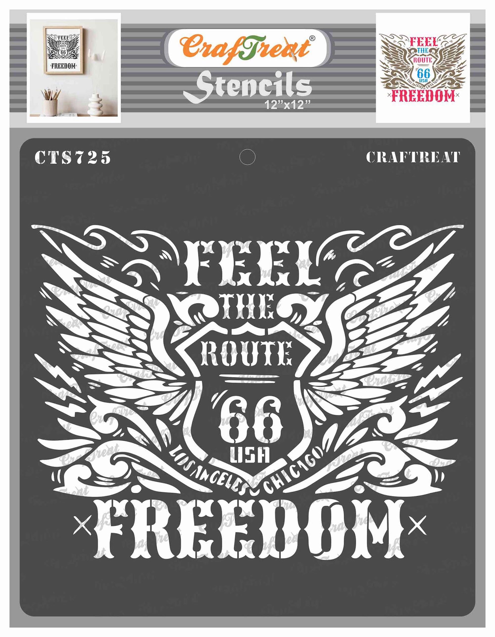 CrafTreat Feel the Freedom - Stencil for Painting and Crafting - 12"x12 ...