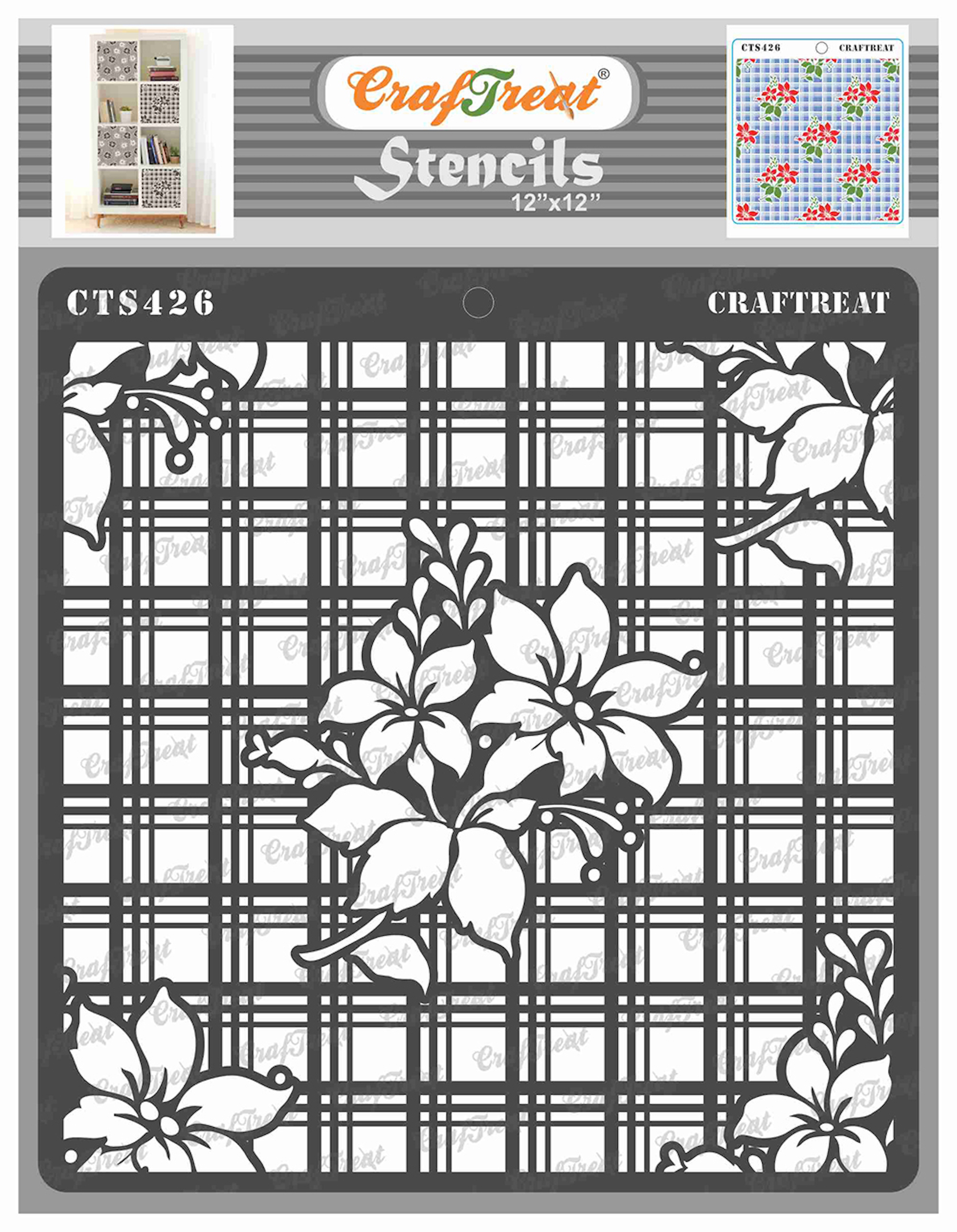 CrafTreat Flower Fusion Plaid Stencil for Painting and Crafting - 12 ...