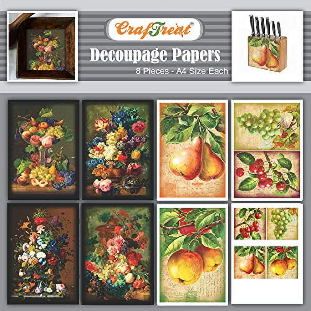 CrafTreat Fruits Kitchen Decoupage Paper for Furniture-Rose Painted ...