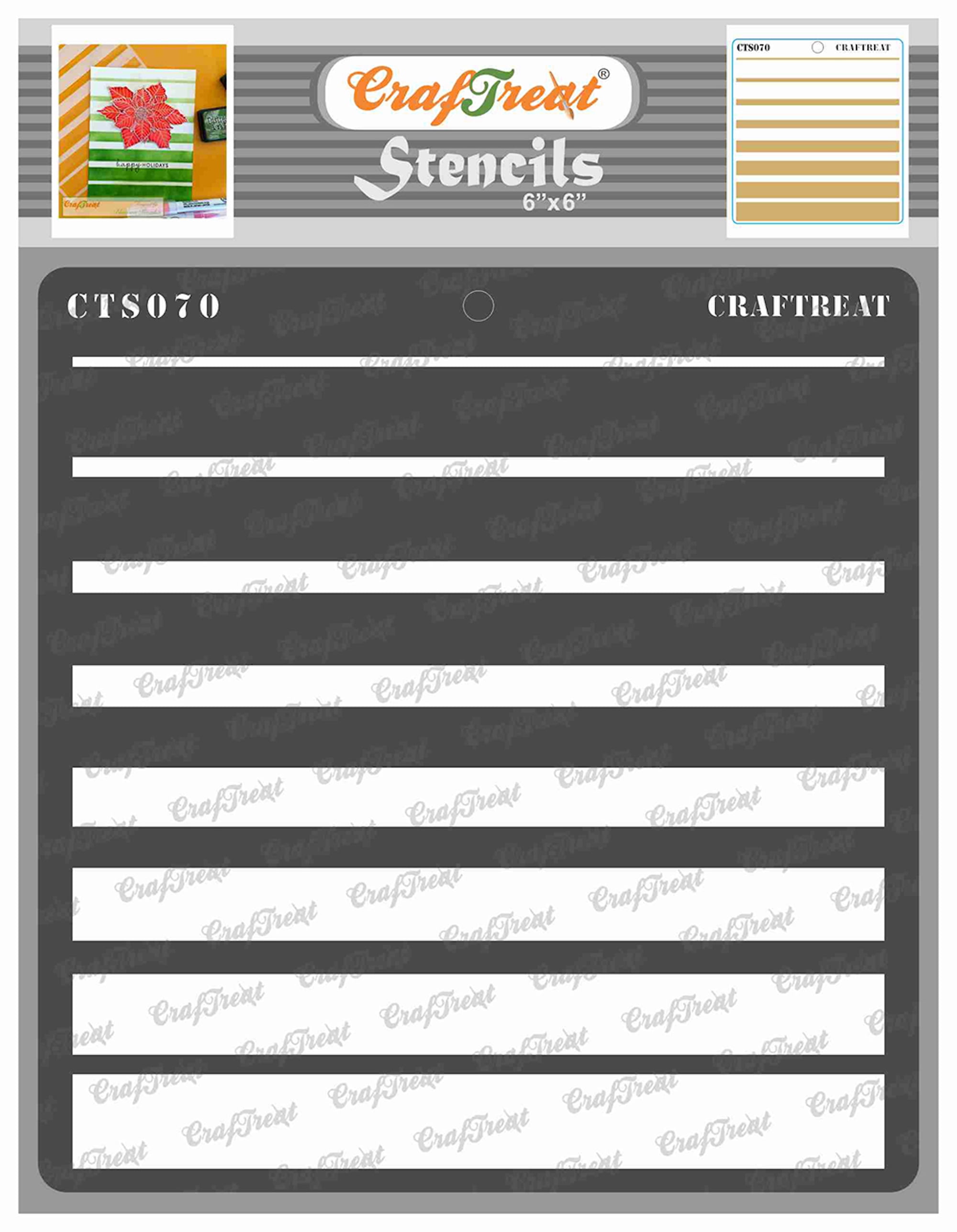 CrafTreat Graduated Stripes Pattern Stencil for Painting - 6"x6 ...