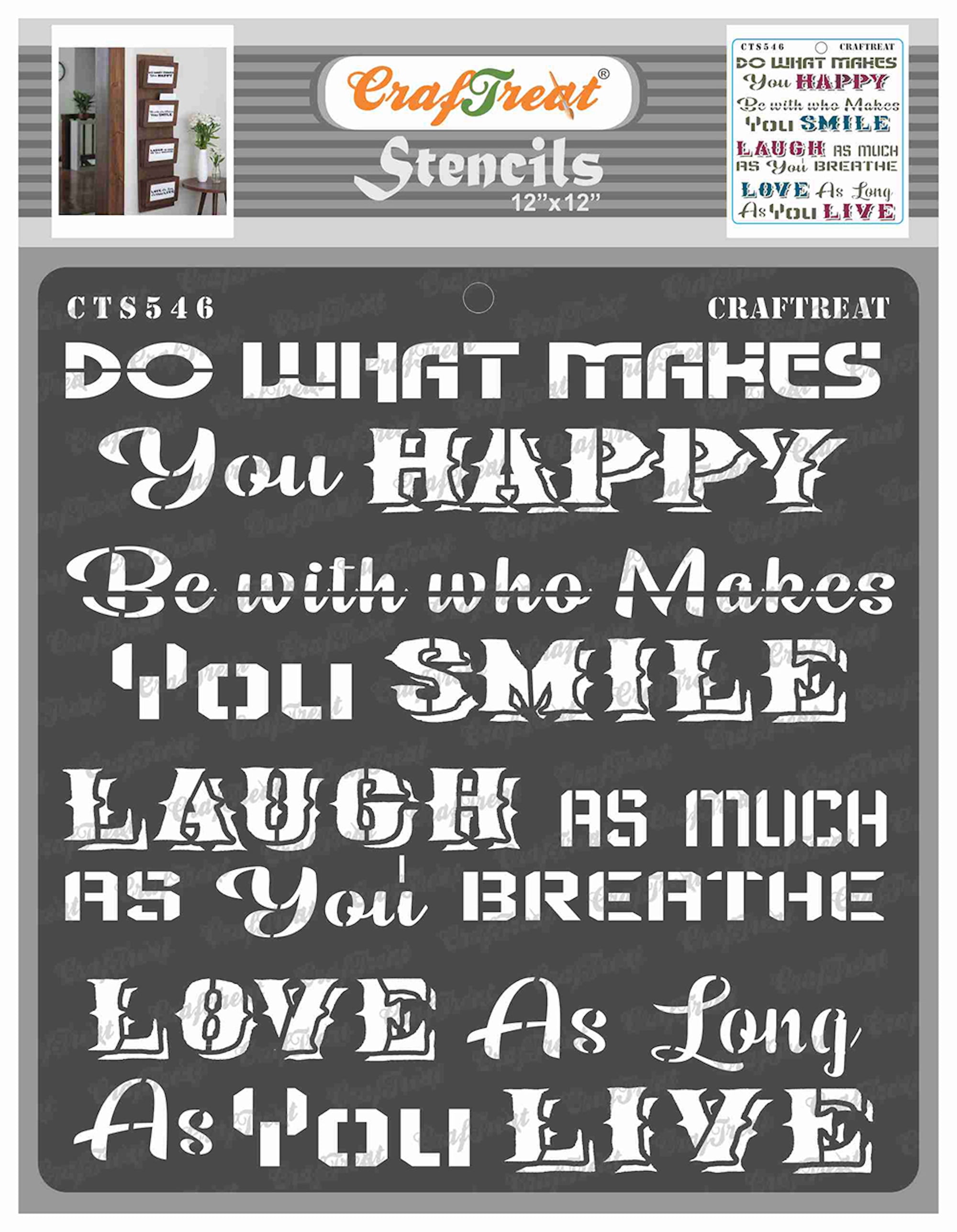 CrafTreat Happy Smile Stencil for Painting and Crafting - 12"x12 ...