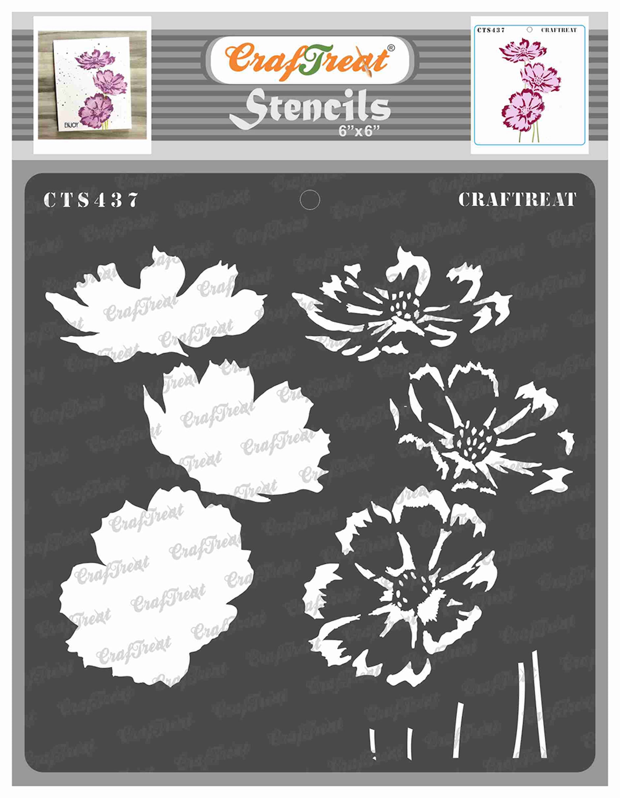 CrafTreat Layered Cosmos Stencil for Painting and Crafting - 6"x6 ...