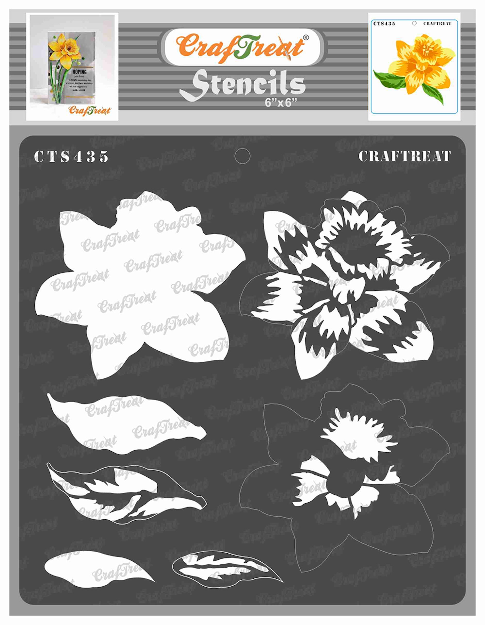CrafTreat Layered Daffodil Stencil for Painting and Crafting - 6"x6 ...