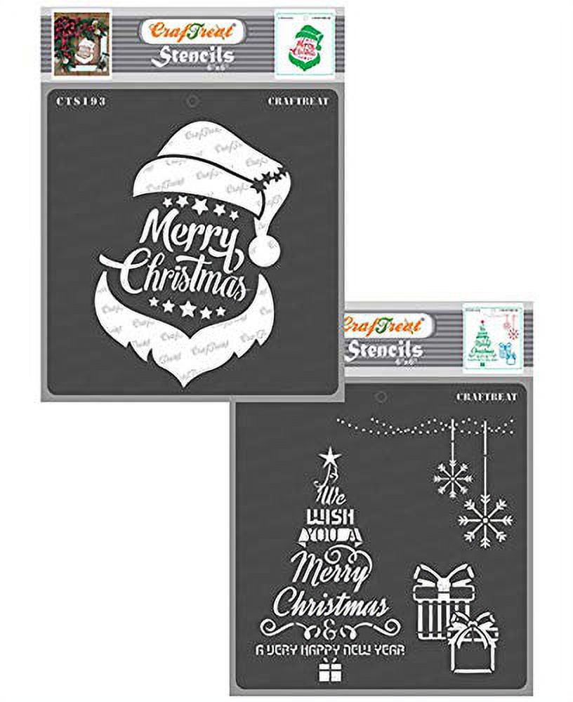 CrafTreat Merry Christmas Stencils for Painting on Wood, Canvas, Paper ...