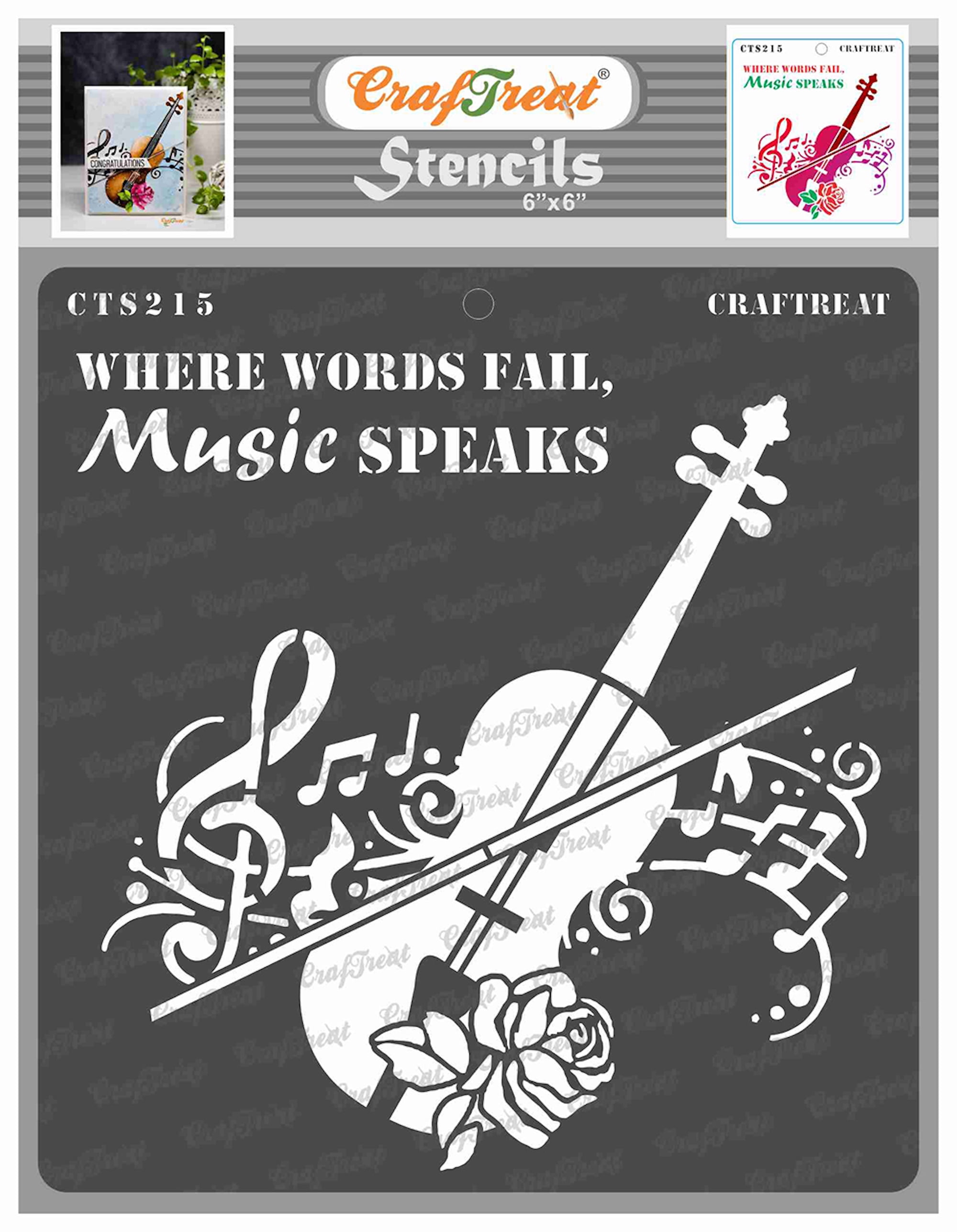 CrafTreat Music Speaks Violin Stencil for Painting and Crafting - 6"x6 ...