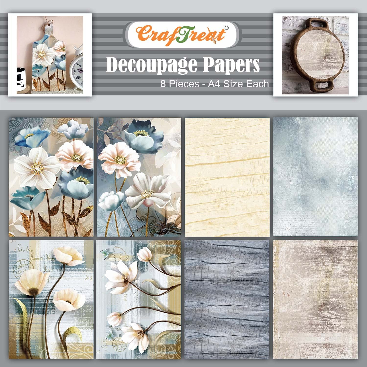 CrafTreat Painted Floral Decoupage DHF10 Paper for Crafting-Flower And ...