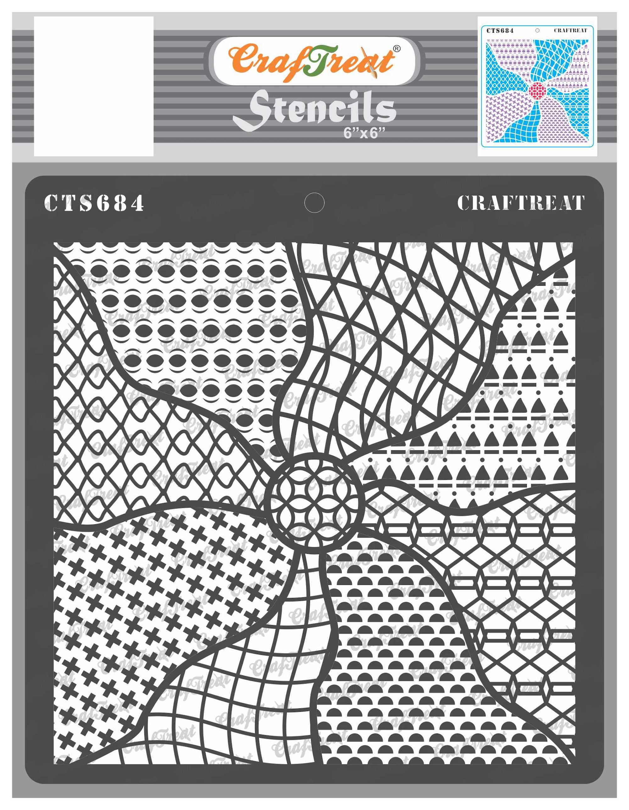 CrafTreat Pattern Sun Rays Stencil for Painting and Crafting - 6"x6 ...