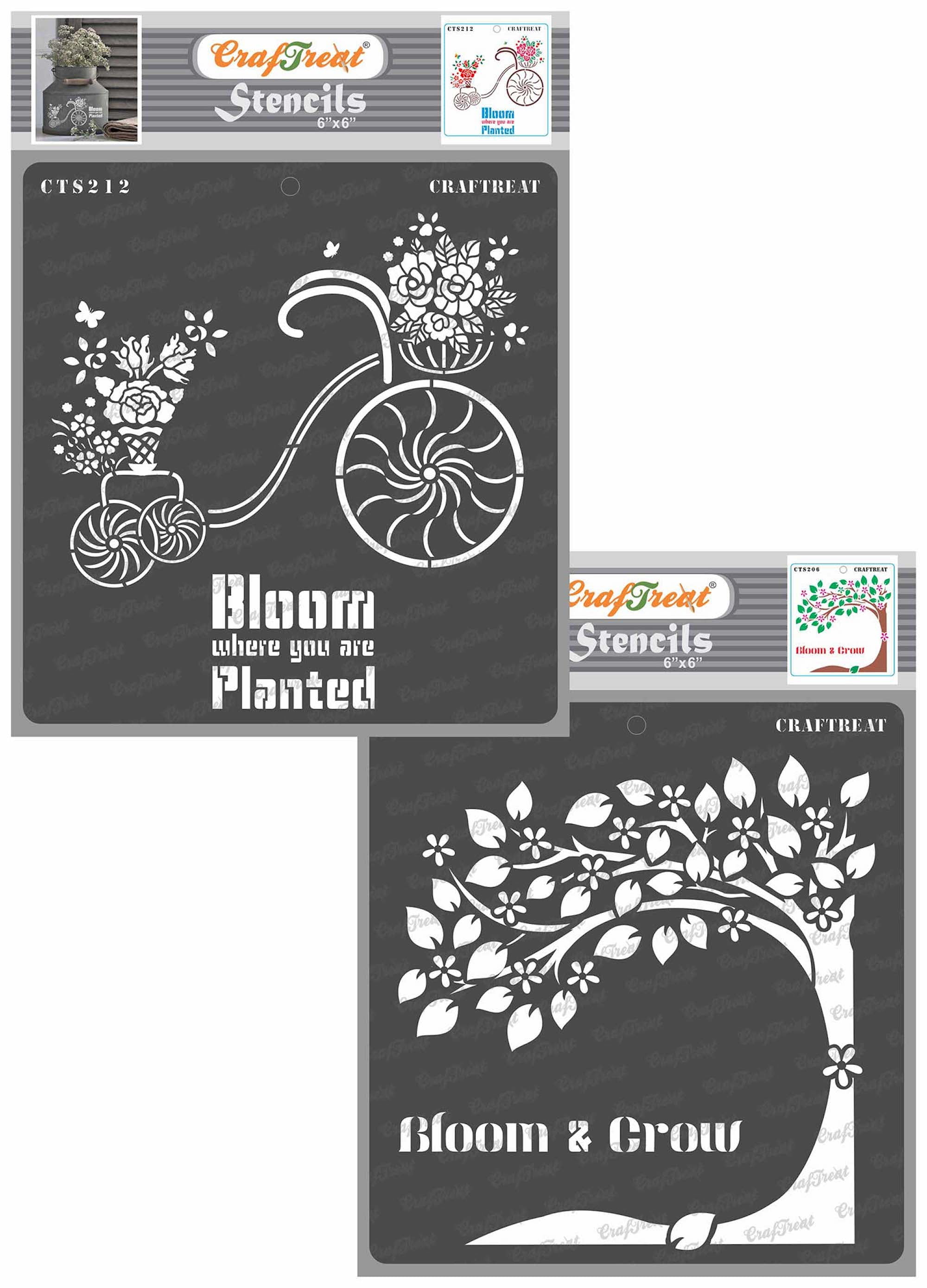 CrafTreat Postal and Corrugated Stencils for Painting | 6"x6" 2 Pcs ...