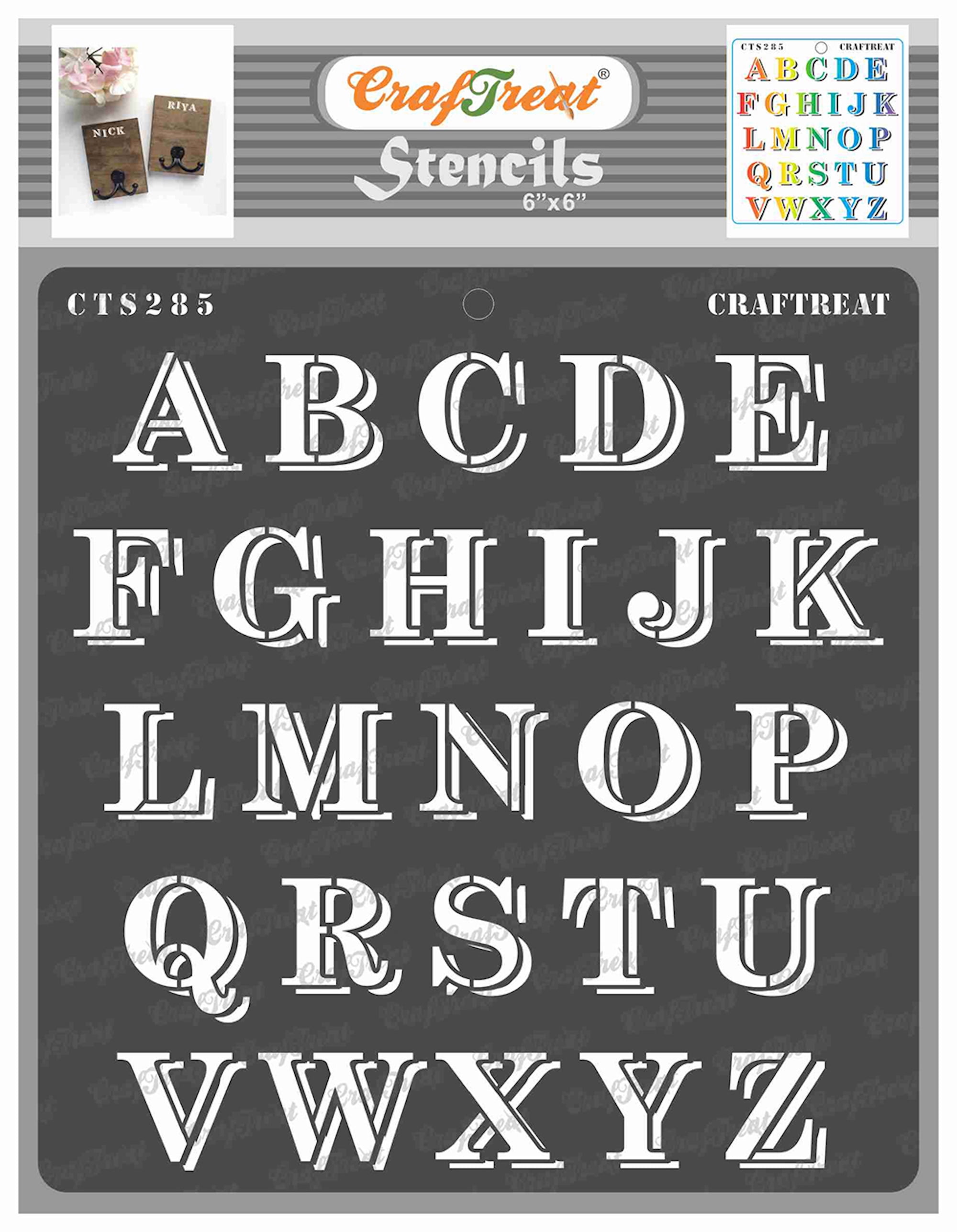 CrafTreat Precious Alpha Stencil for Painting and Crafting - 6"x6 ...