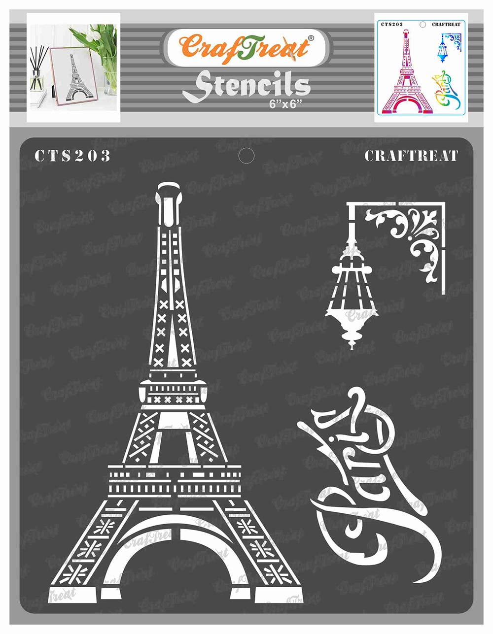 CrafTreat Reusable Eiffel Tower MSF2 Stencils for painting on Paper ...