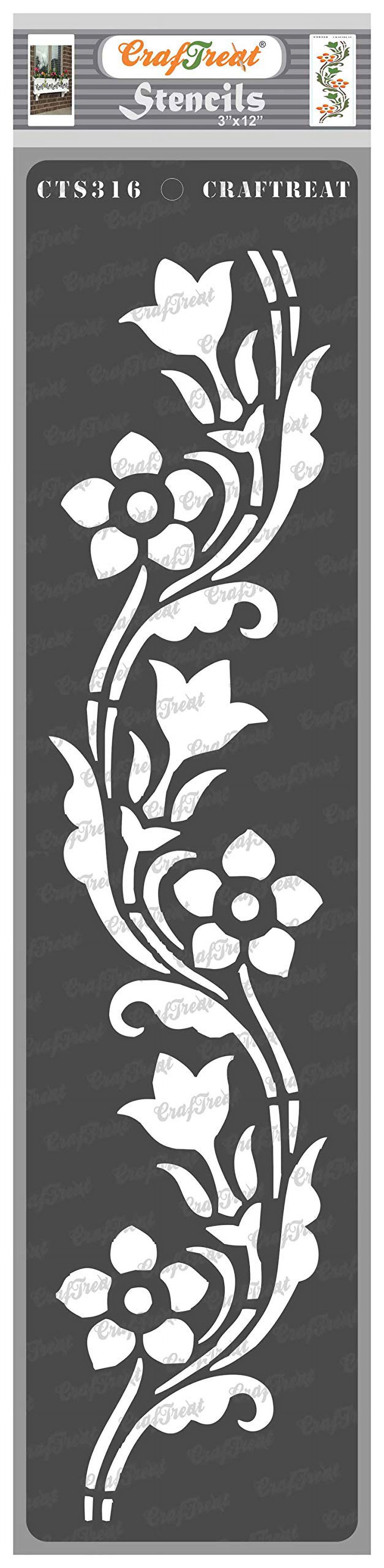 CrafTreat Reusable Flower Border Stencils for Painting on Wood, Canvas ...